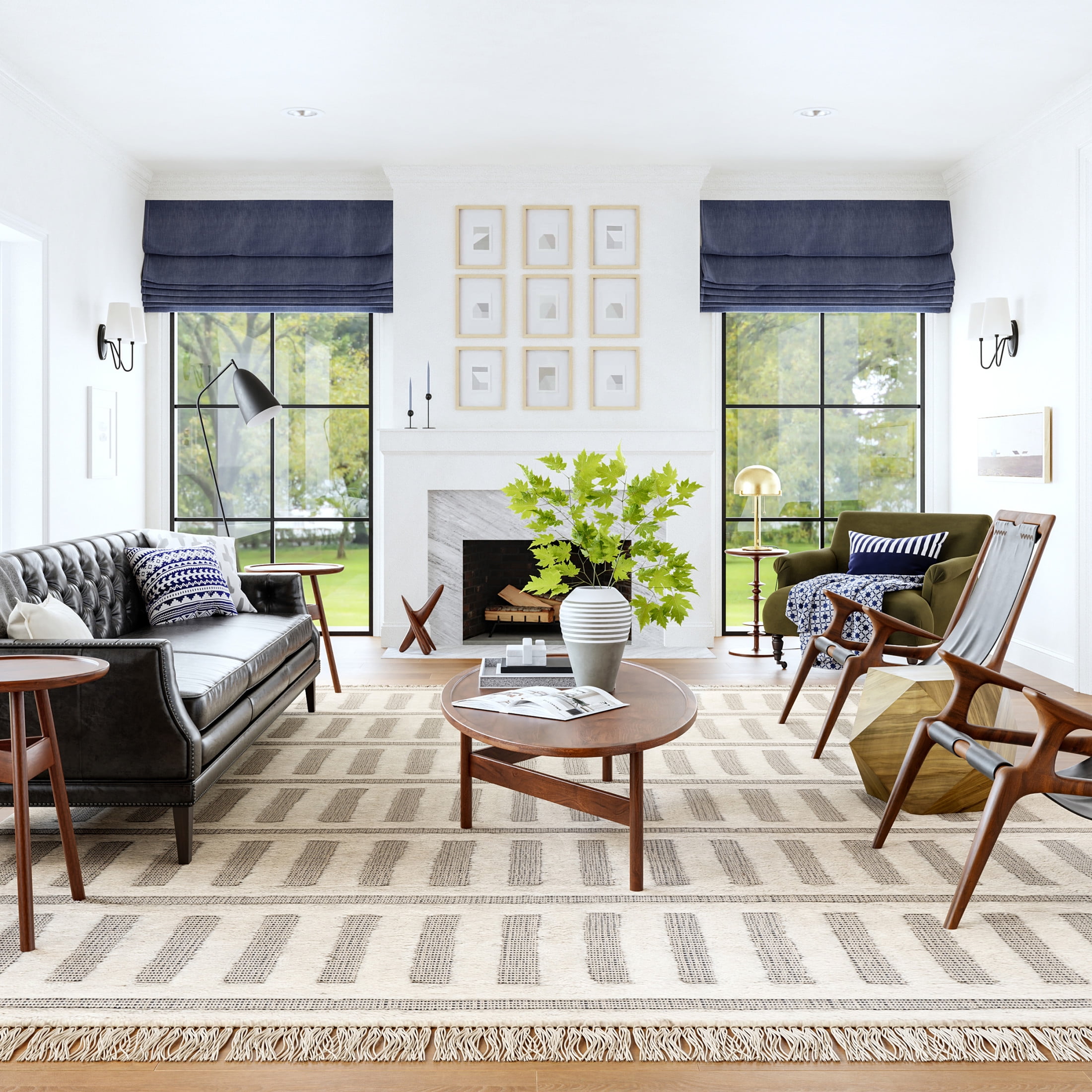 Rugs USA Merrick Tasseled Cotton and Wool Area Rug, 5' x 8', Merrick ...