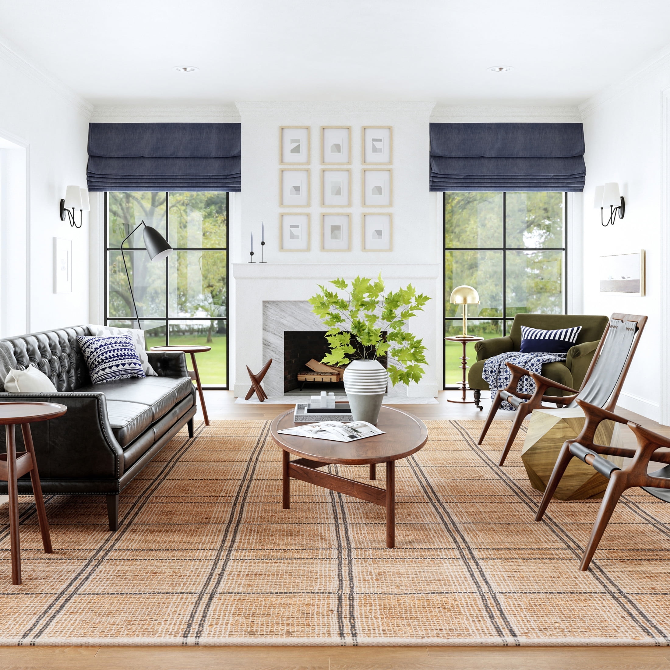 Rugs USA Oscar Plaid Jute Area Rug, 7' 6" x 9' 6", Oscar Natural ...