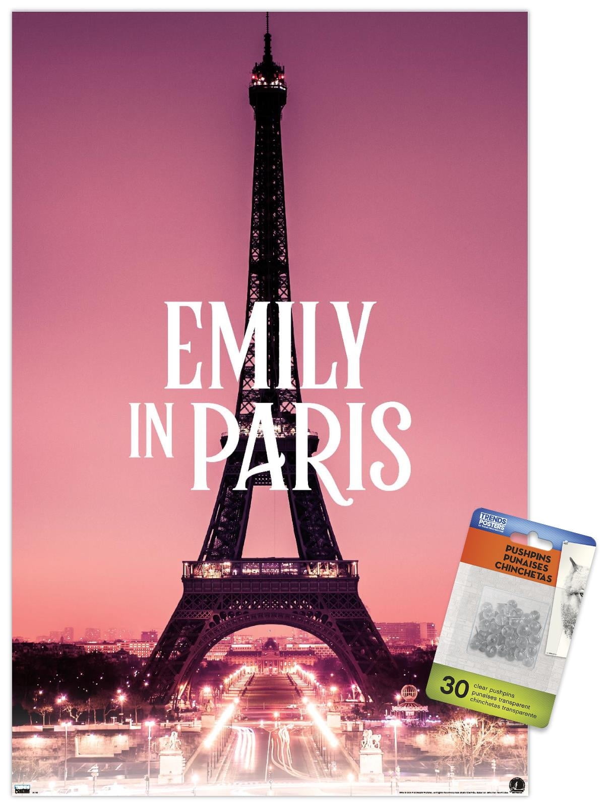 Emily In Paris - Eiffel Tower Wall Poster with Push Pins, 14.725" x 22. ...