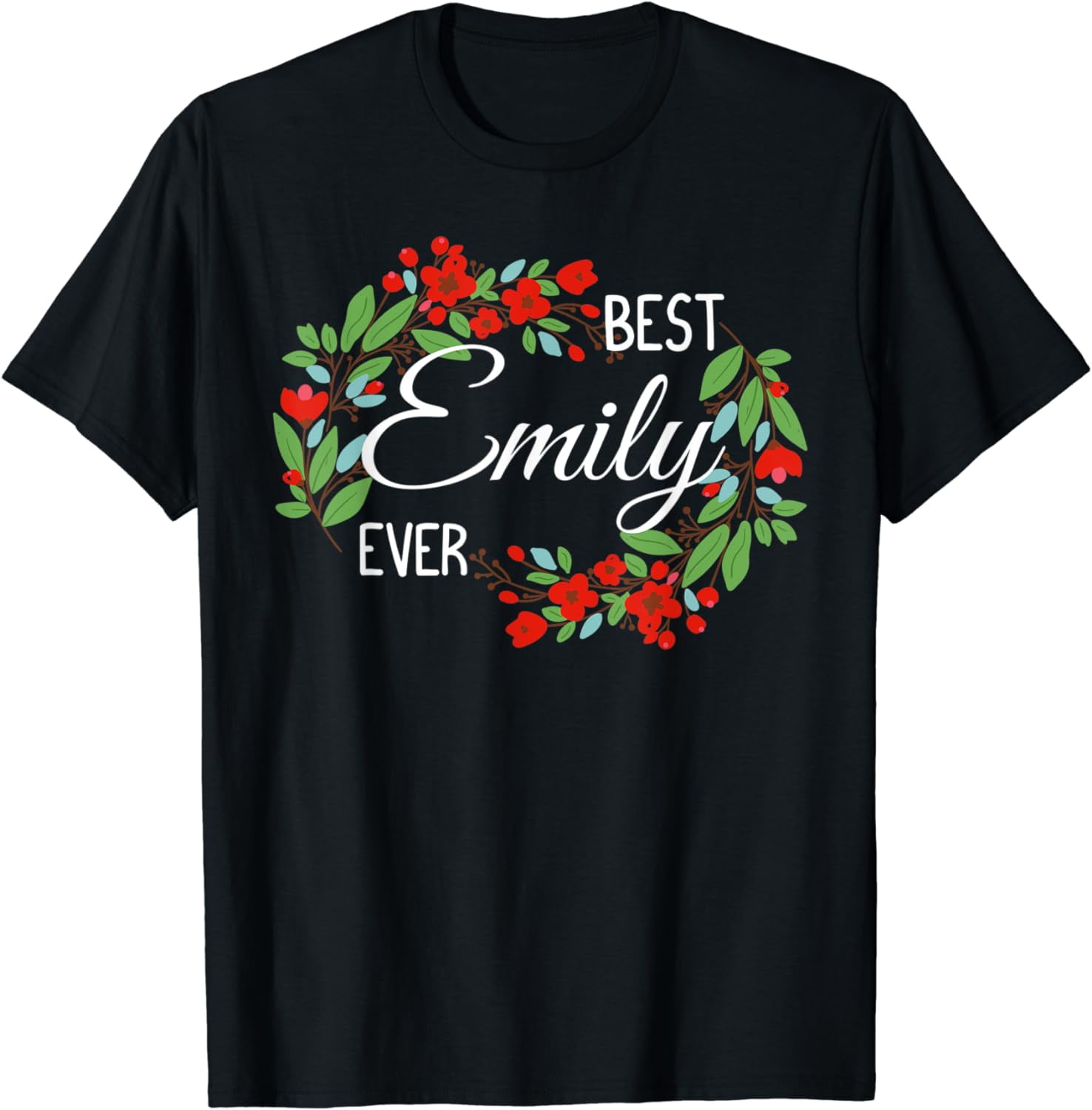 Emily Personalized Name Floral Wreath Flower T-Shirt - Walmart.com