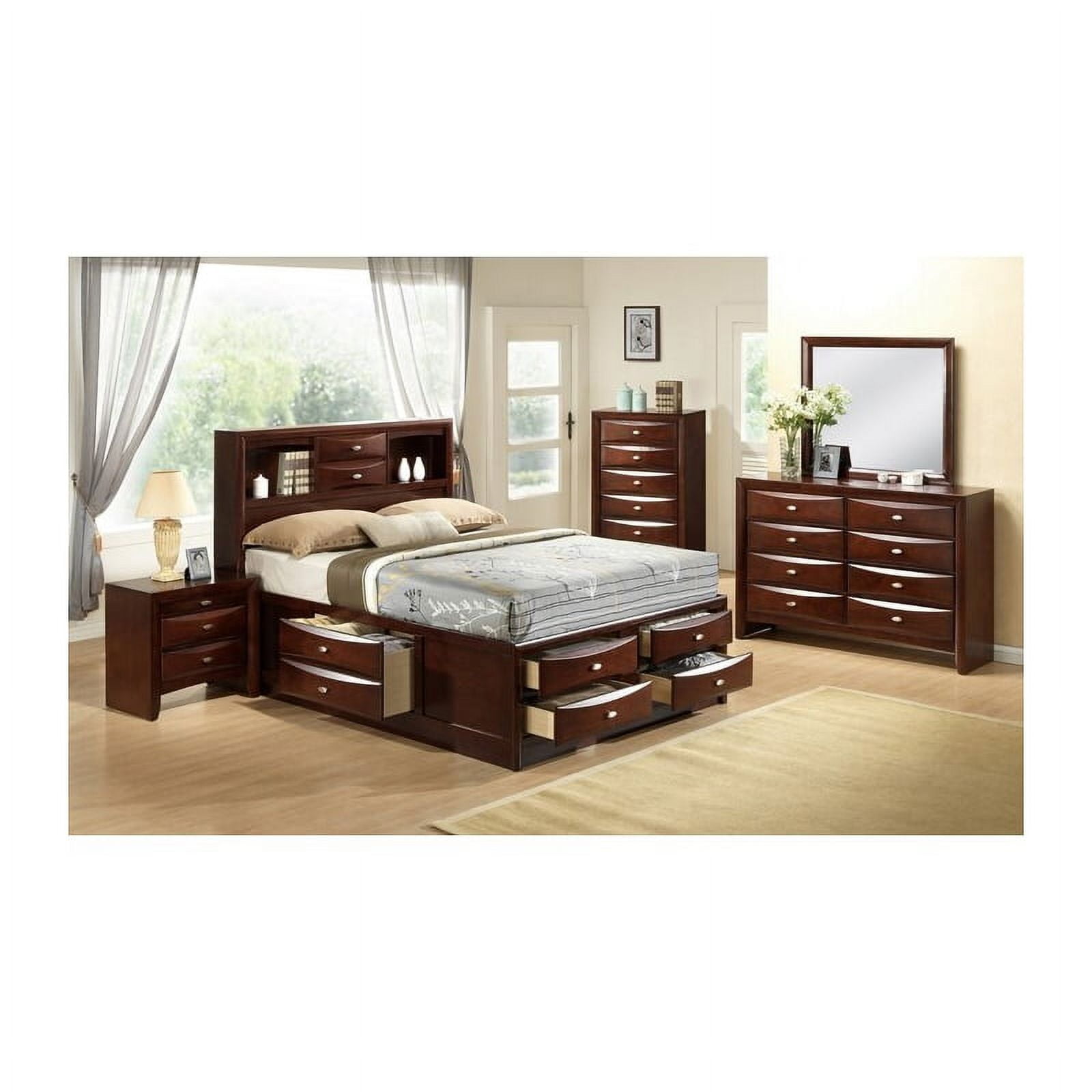 Emily Queen 5 Piece Storage Platform Bedroom Set in Cherry made with ...