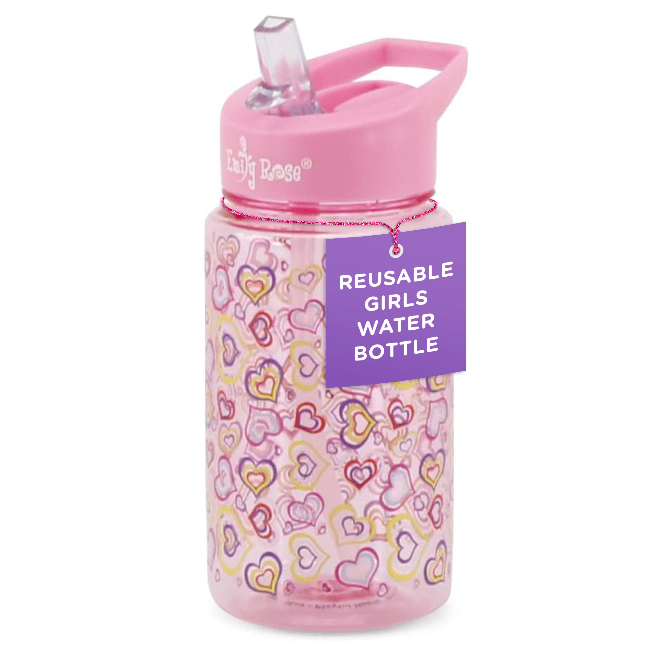 Emily Rose Kids Girls Clear Reusable Leak Proof 16 oz Water Bottle ...