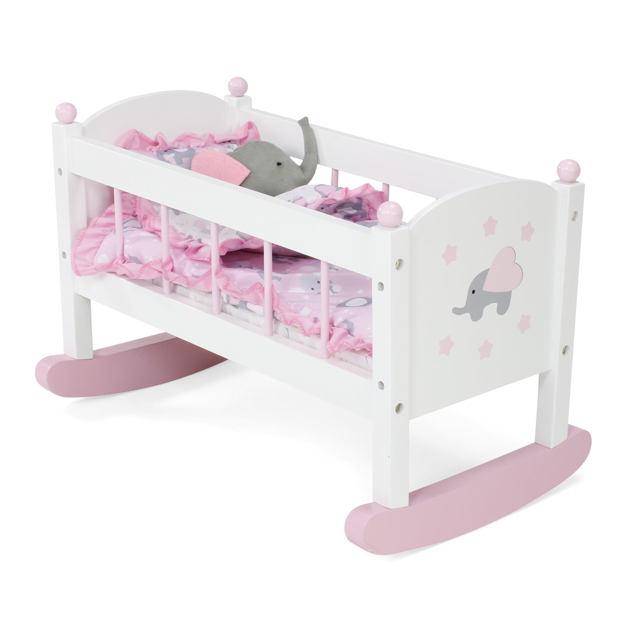 Emily Rose NEW Toy Wooden Baby Doll Rocking Cradle Bed Crib Furniture ...