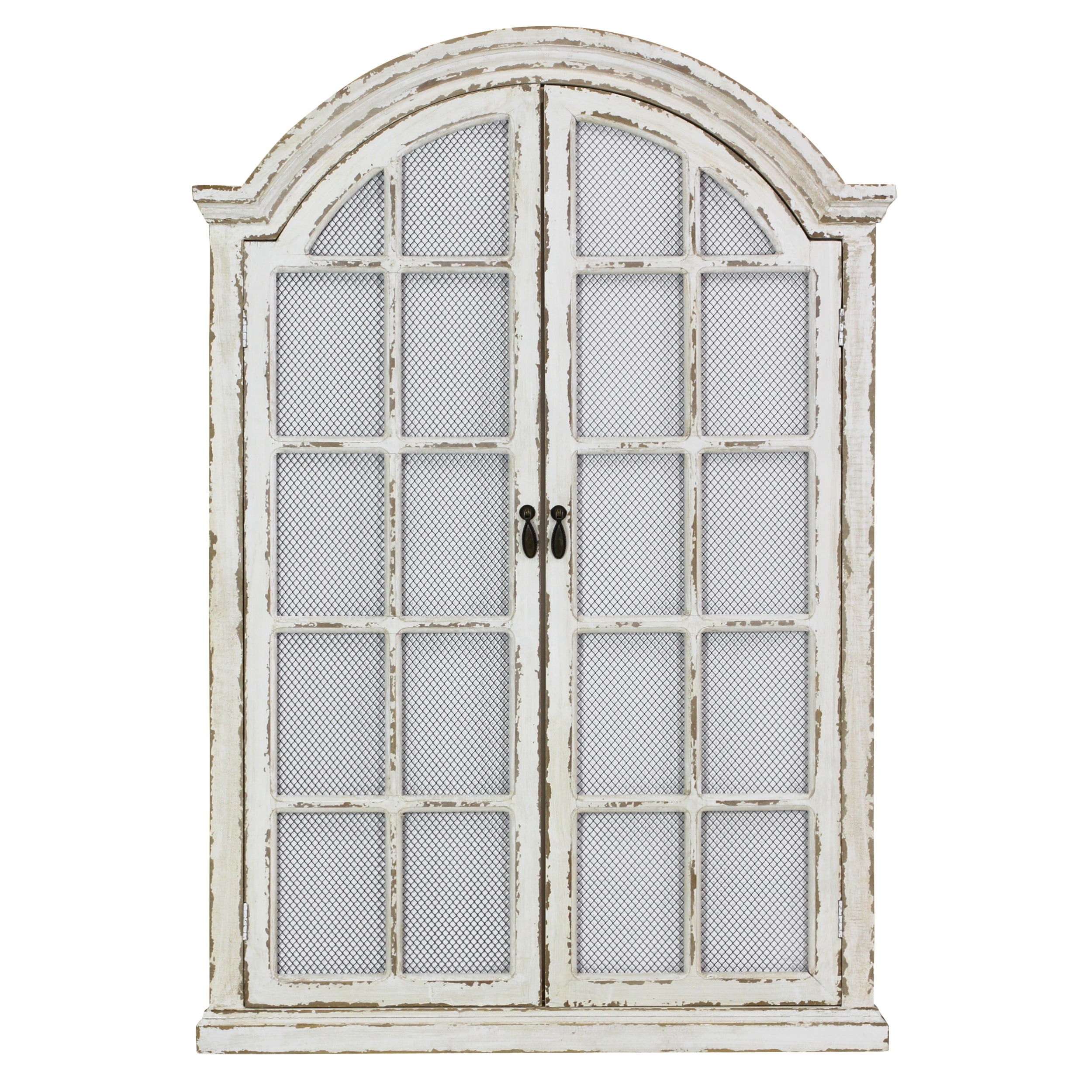 Emily Rustic Window Mirror White 45" x 31" with Doors by Aspire ...