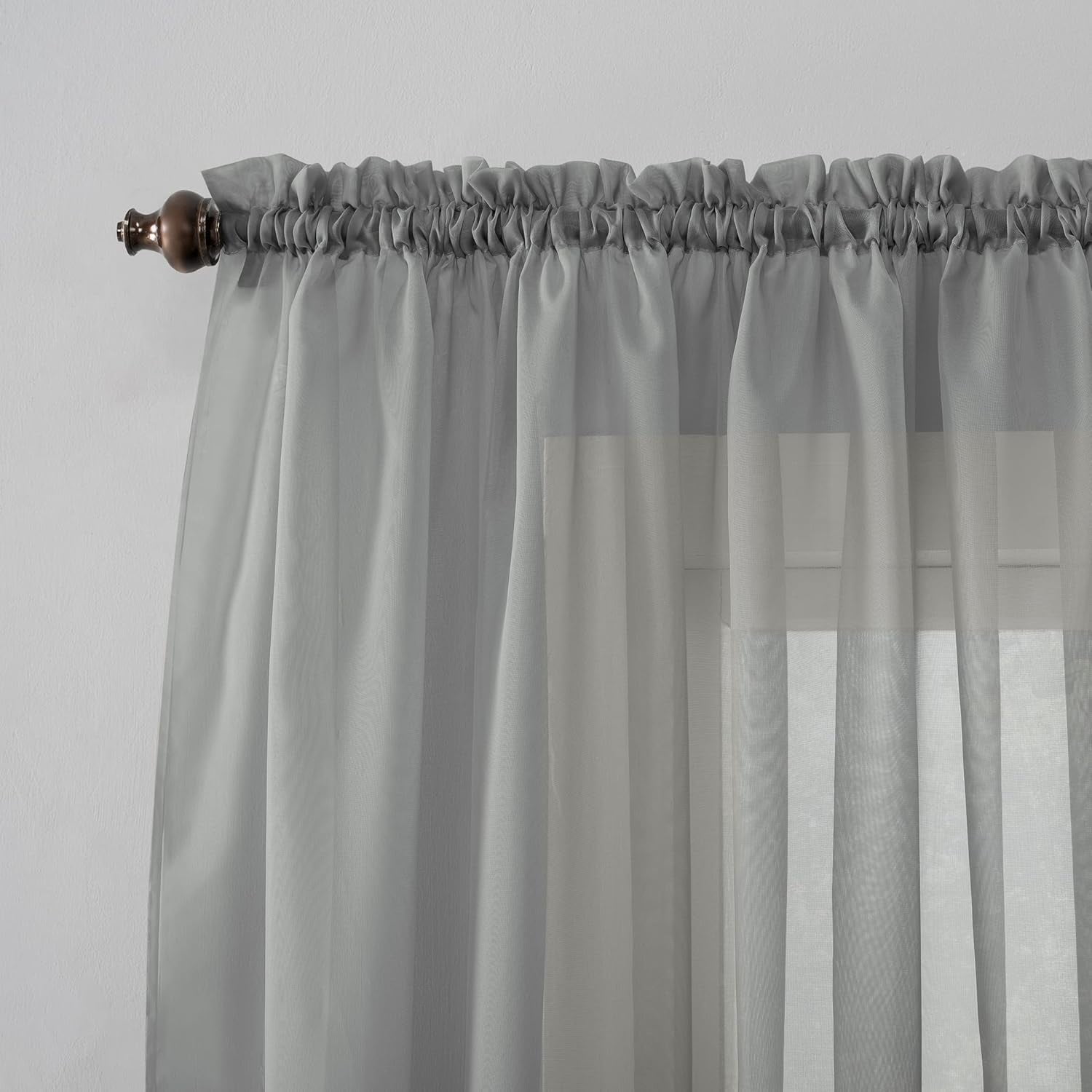 Emily Sheer Voile Rod Pocket Door Sidelight Curtain Panel, 28" x 72 ...