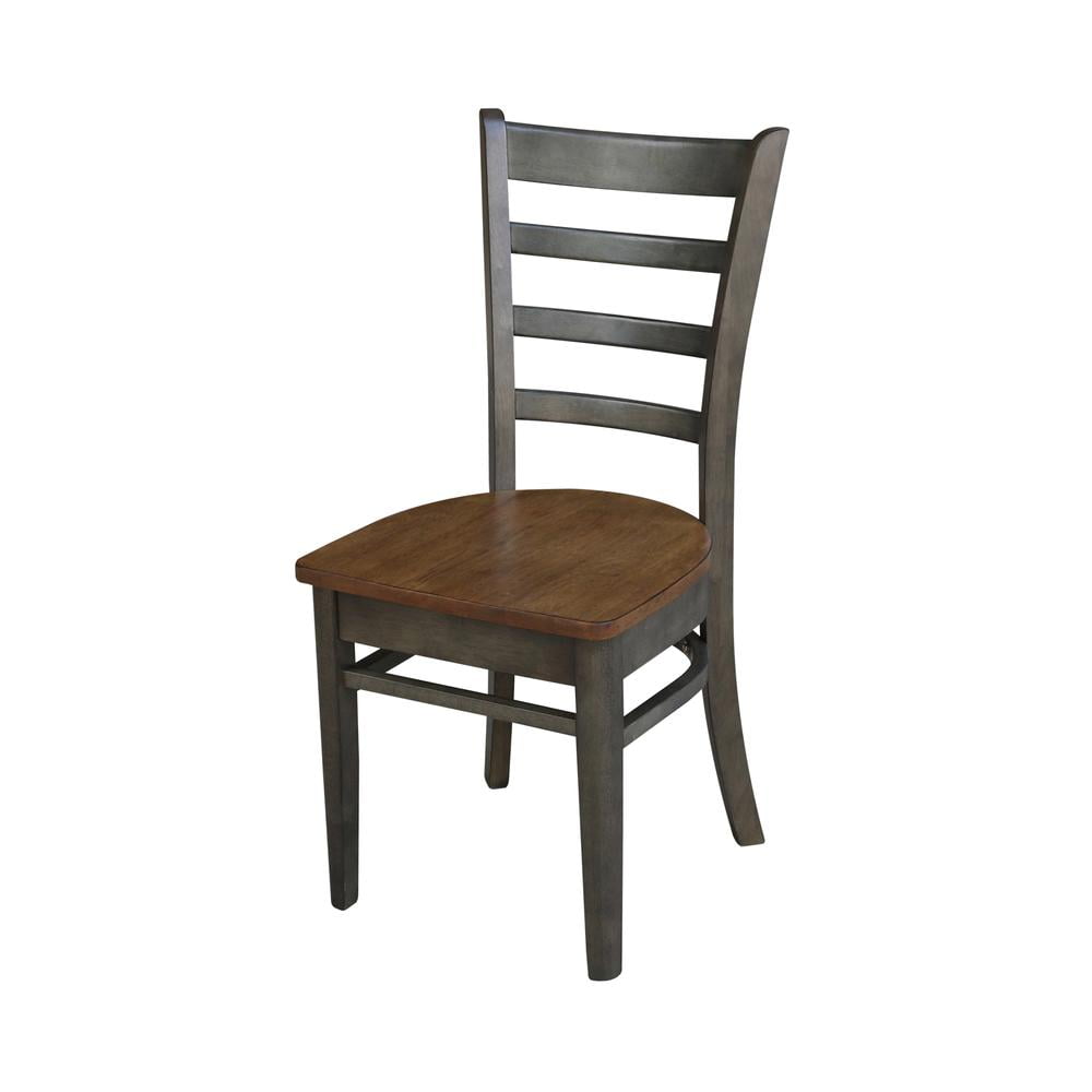 Emily Solid Wood Side Chair - Set of 2 Chairs in Hickory/Washed Coal ...