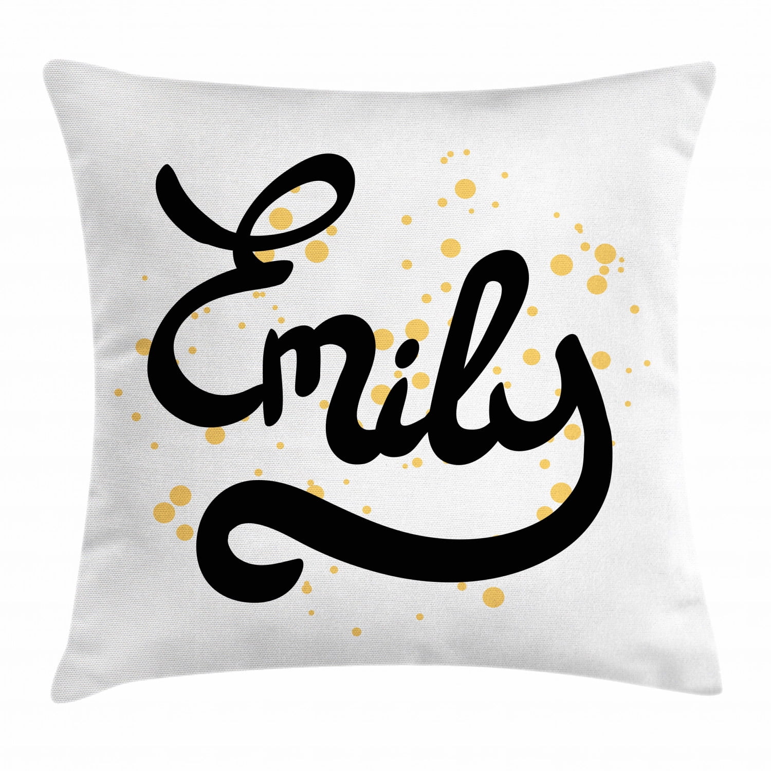 Emily Throw Pillow Cushion Cover, Hand Drawn Monochrome Cursive Font ...