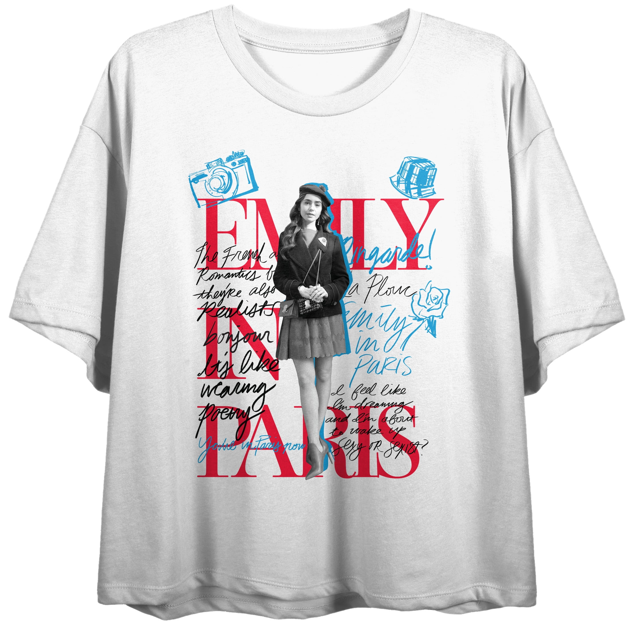 Emily in Paris Sketch Art With Emily and Title Logo Women's White ...