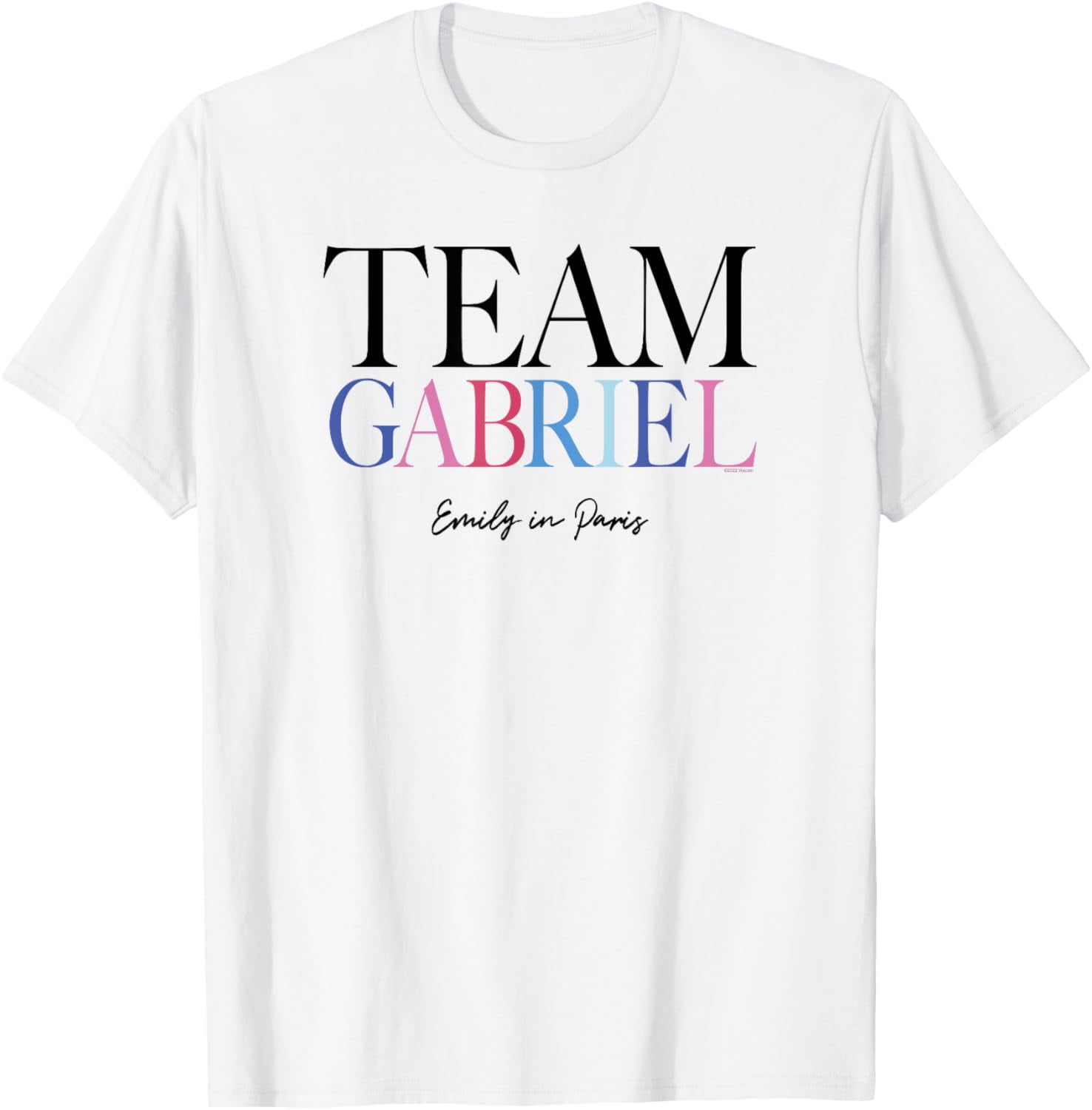 Emily in Paris Team Gabriel Rainbow Text Logo T-Shirt - Walmart.com