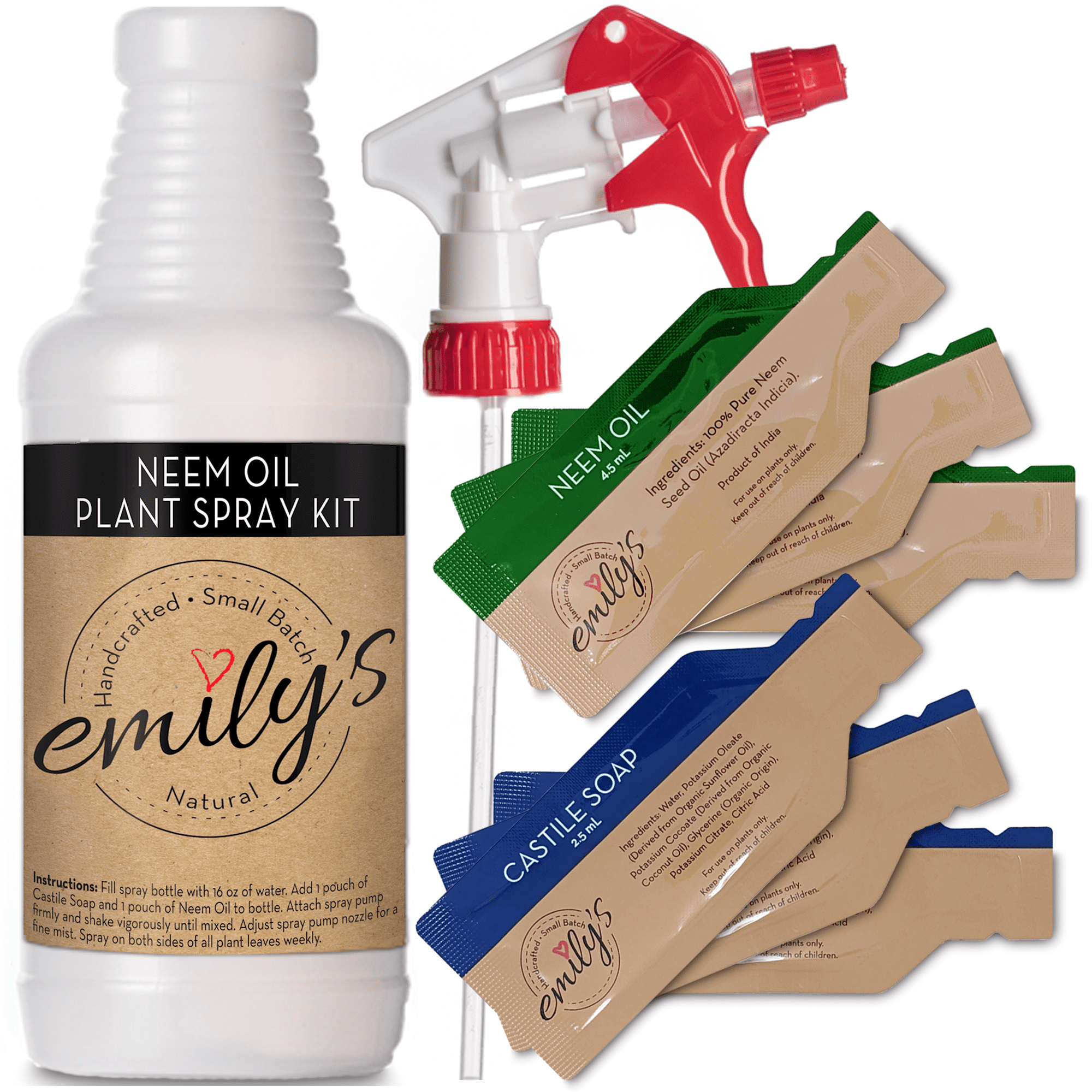 Emily's Naturals Neem Oil Spray for Plants | Spray Kit Makes 48oz of ...