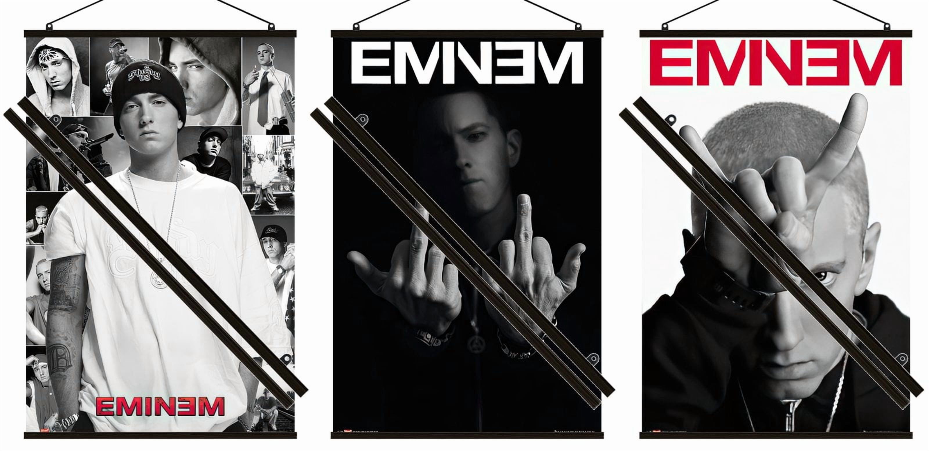 Eminem - 3 Piece Music Poster Set (Image Montage, The Bird & Horns ...