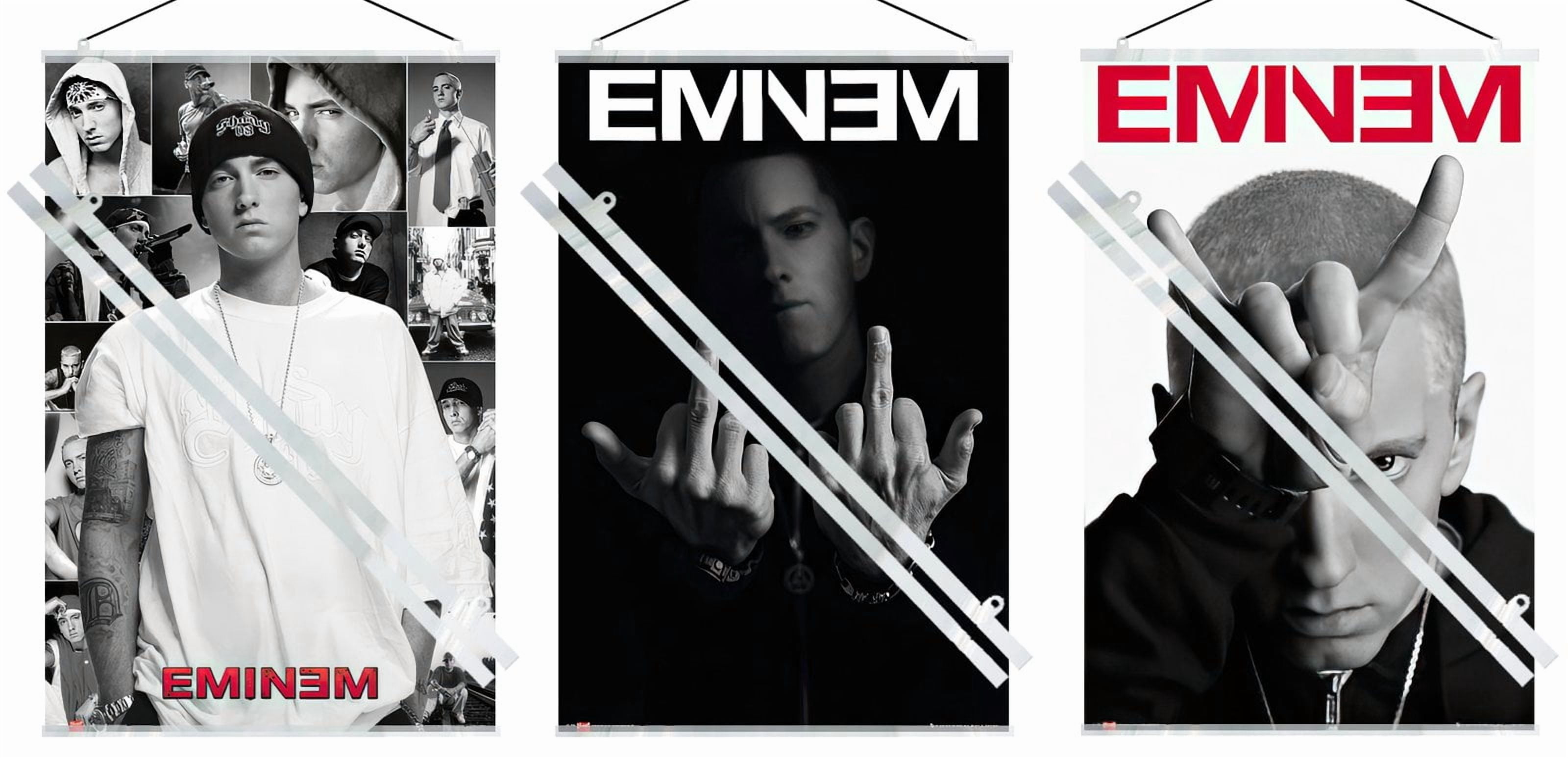 Eminem - 3 Piece Music Poster Set (Image Montage, The Bird & Horns ...