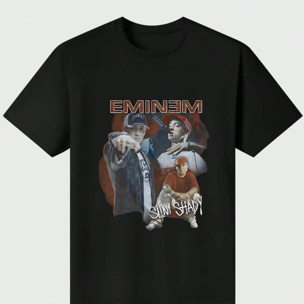 Eminem Merch, Rap, 90s Merch, Rapper Casual Digital Print 220g Pure Heavy 100% Cotton T Shirt ...