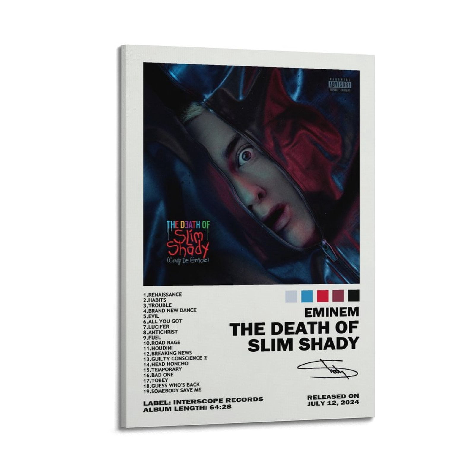 Eminem Poster The Death Of Slim Shady Hot Music Albums Painting Vintage ...