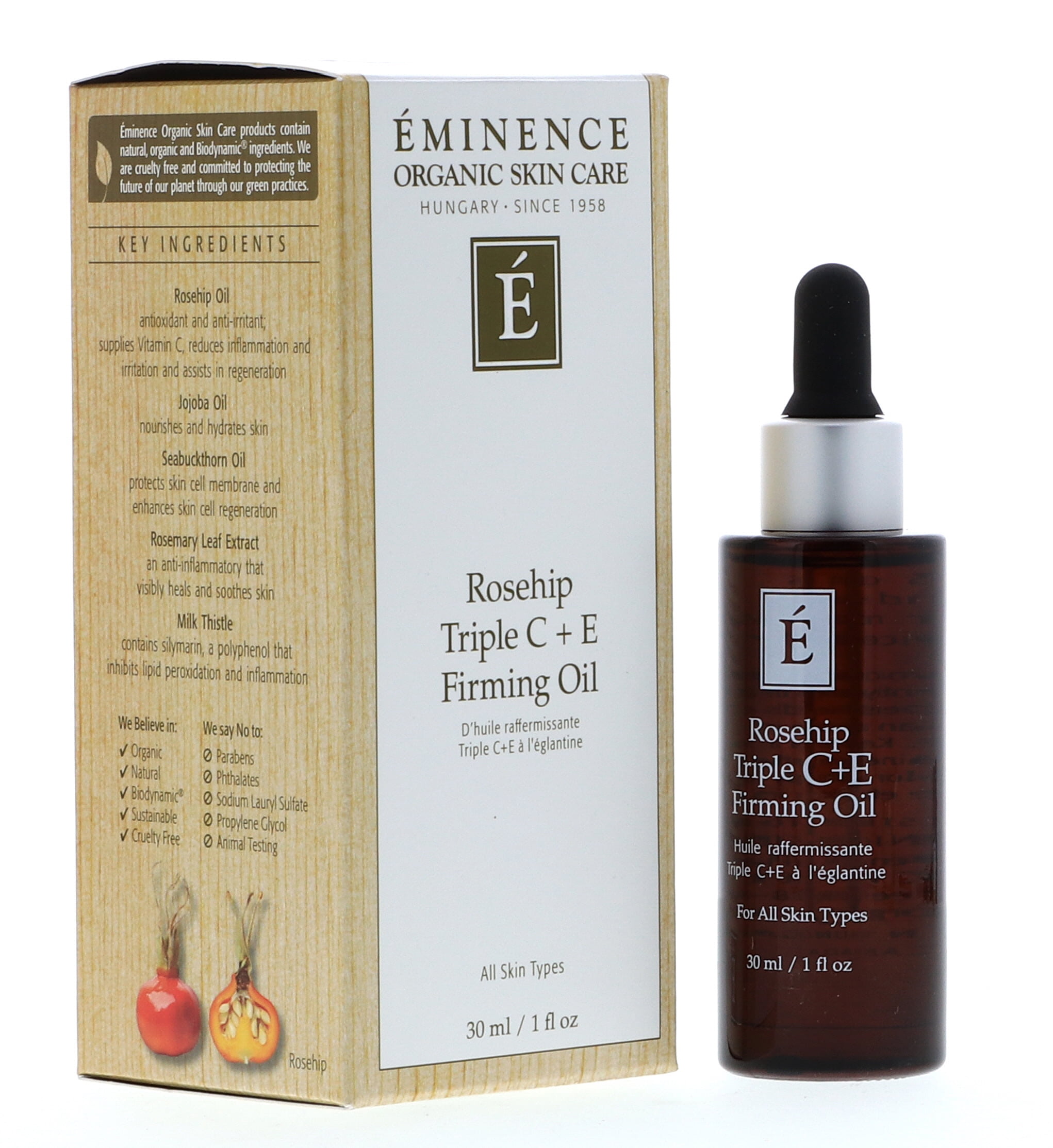 Eminence Skincare Face Moisturizing Rosehip Triple C+E Firming Oil for ...