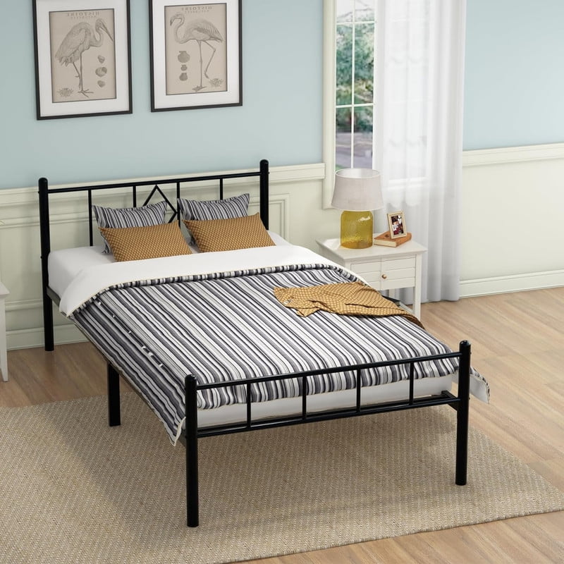 Emiosmt 14 in Twin Xl Size Metal Platform Bed Frame with Headboard ...