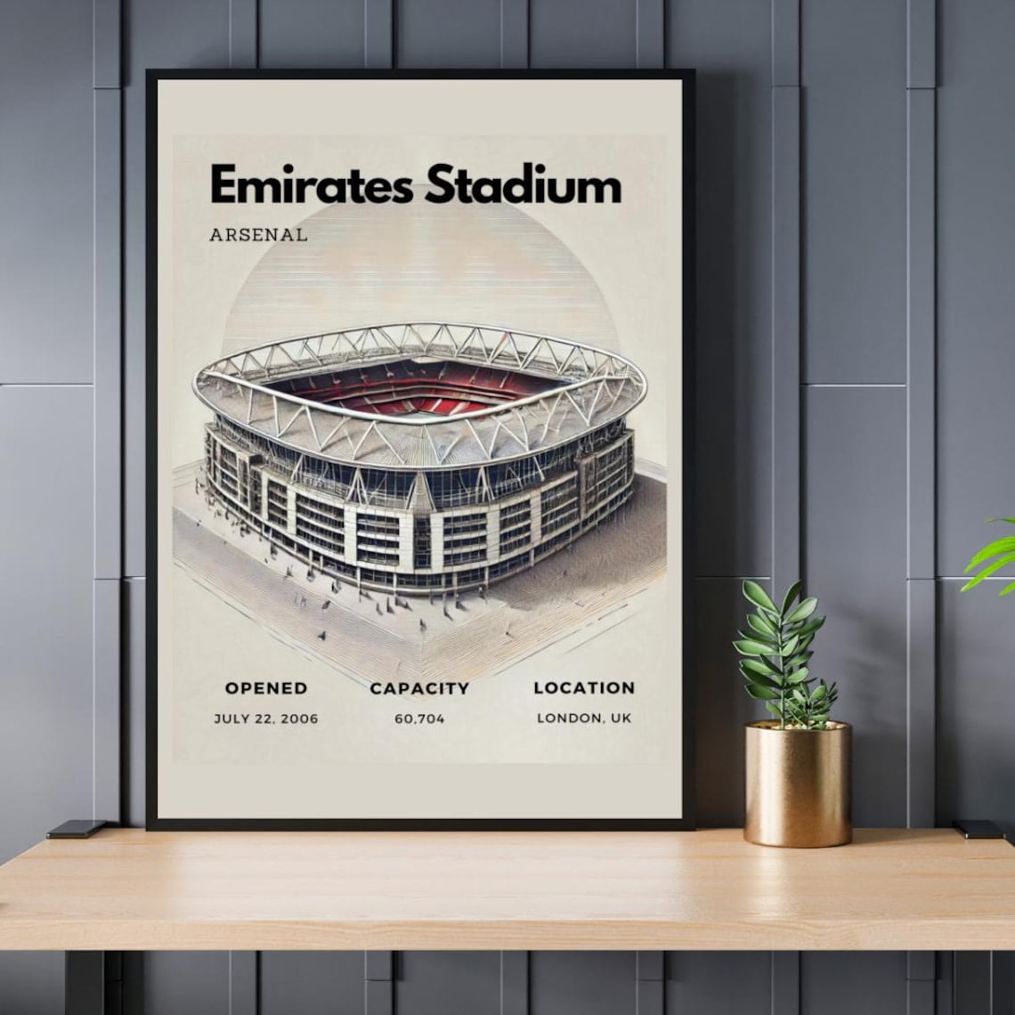 Emirates Stadium Print - Home of Arsenal FC, Unframed Canvas Size 24x36 ...
