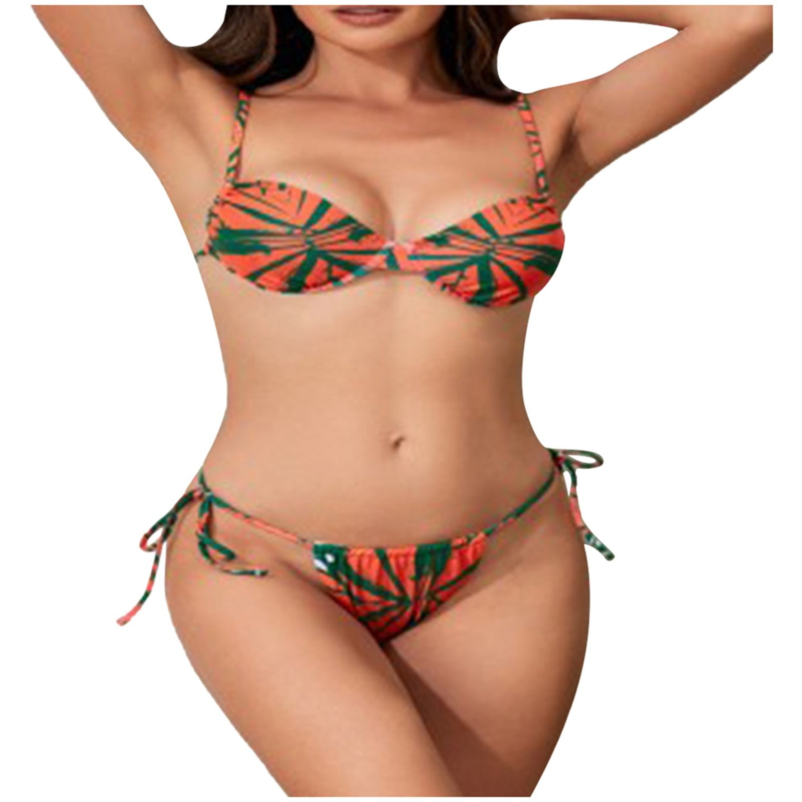 Emitonse Scoop Neck Bikini Top Criss Cross Back Two Piece Swimsuits Scoop Neck Color Block Lace ...