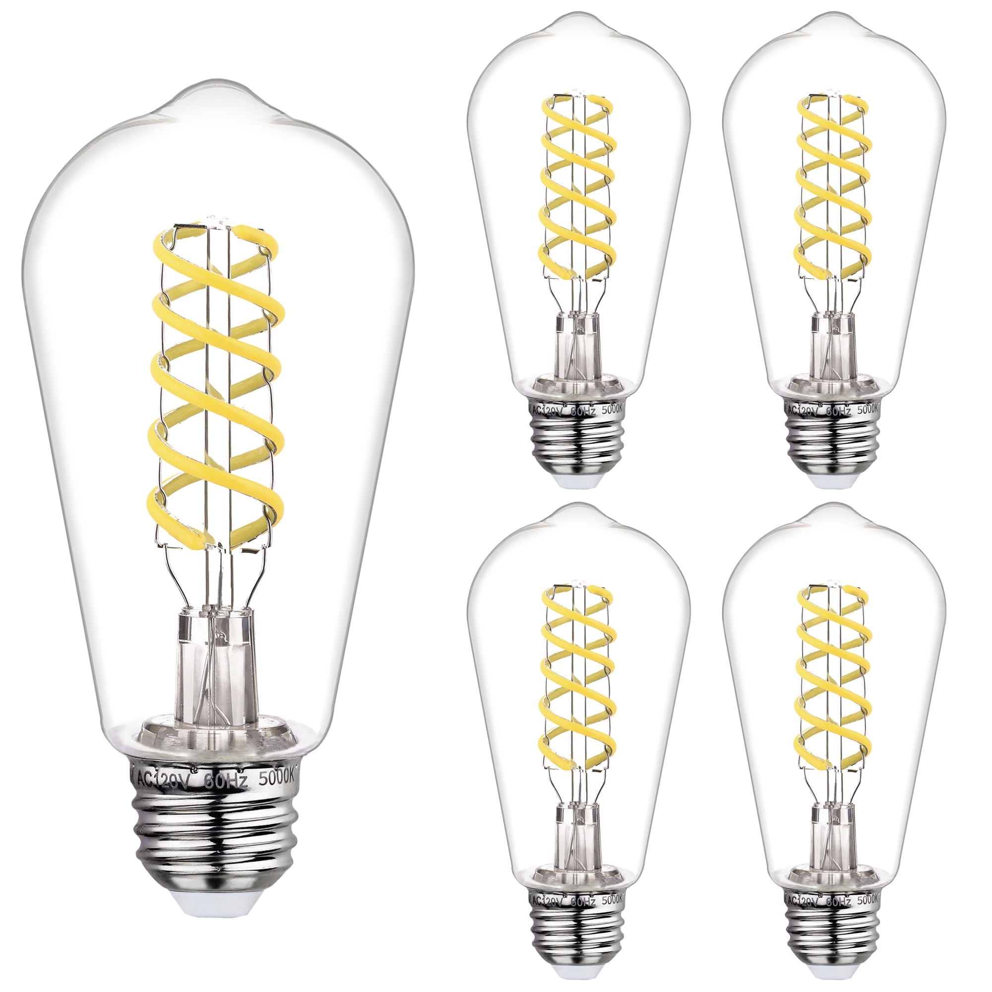 Emitting ST58 LED Edison Bulb, E26 Base, 6W 60W Equivalent, 5000K Daylight White, 80+ CRI ...