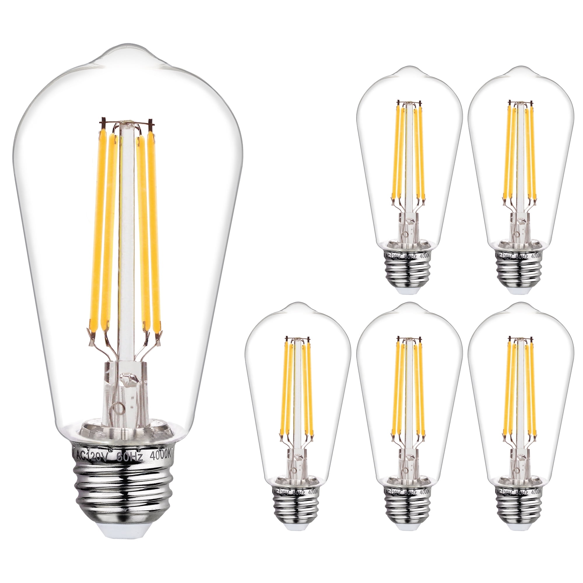 Emitting ST58 LED Edison Bulb, E26 Base, 4000K Neutral White, Straight ...