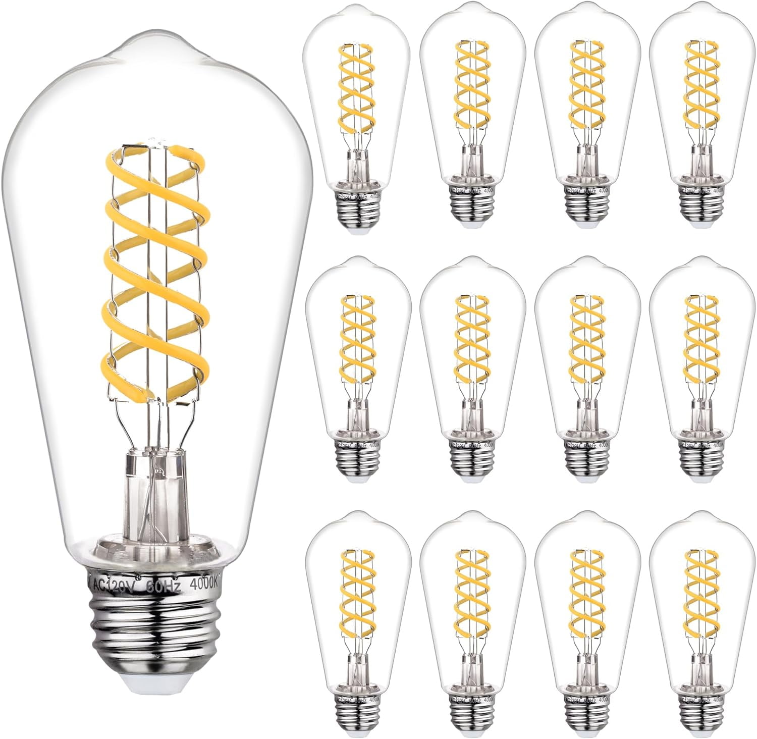 Emitting ST58 (ST19) Plastic LED Lamp, 6W Equivalent to 60W, E26 4000K ...