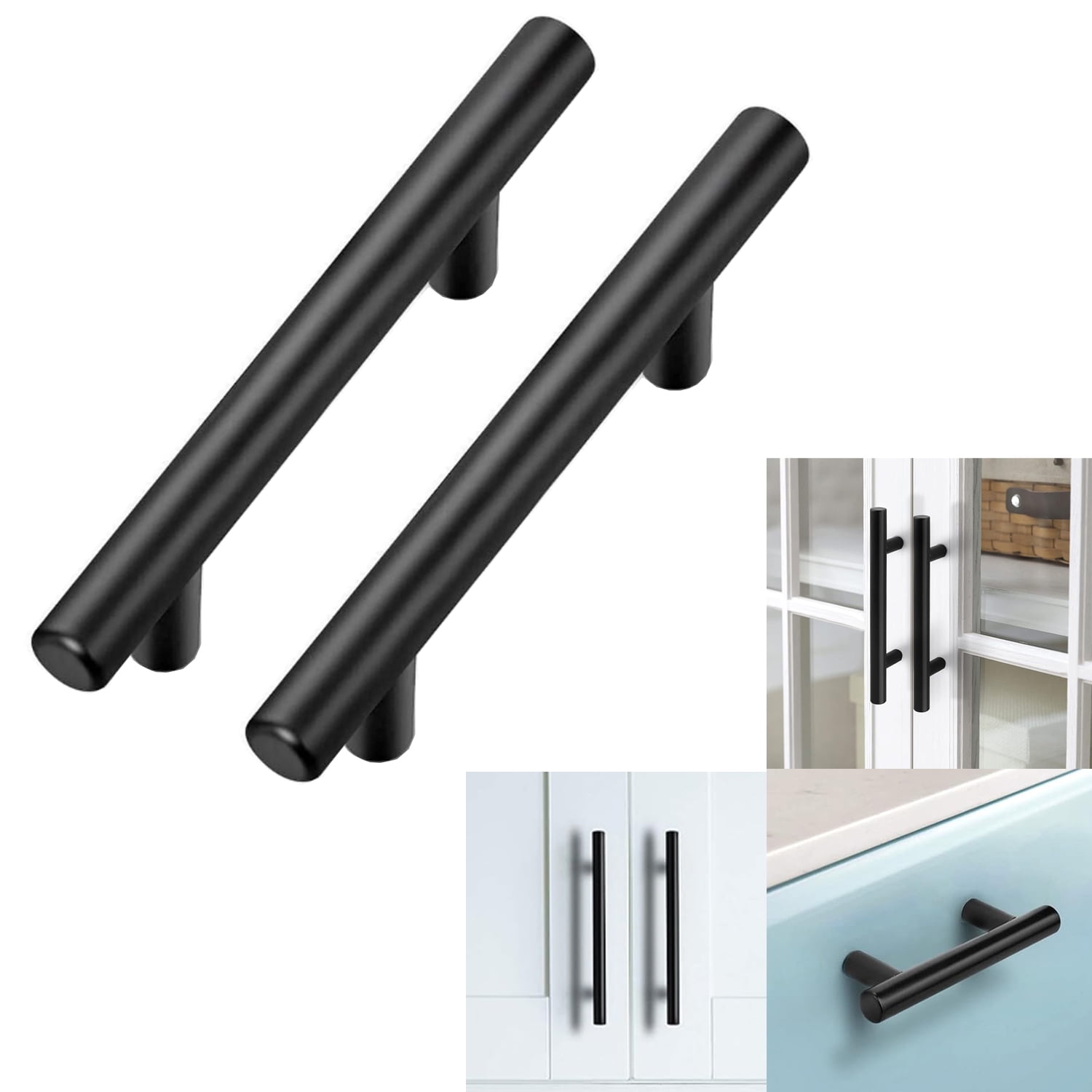 Emlimny 2 Pack | 5 Inch Cabinet Pulls Matte Black Stainless Steel ...