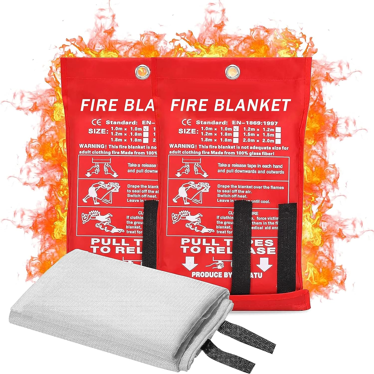 Emlimny 2023 Emergency Fire Blanket 2 Pack Fire Blanket Fire Blanket Emlimny 2023 Emergency Fire Blanket 2 Pack Fire Blanket Fire Blanket