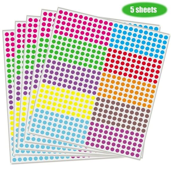 Emlimny 2750 PCS Colored Dot Stickers,Small Dot Stickers 1/4" Round ...
