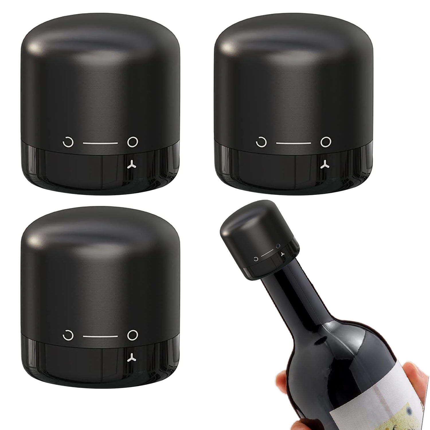 Emlimny 3 Pack Wine Bottle Stopper, Reusable Silicone Bottle Sealer ...