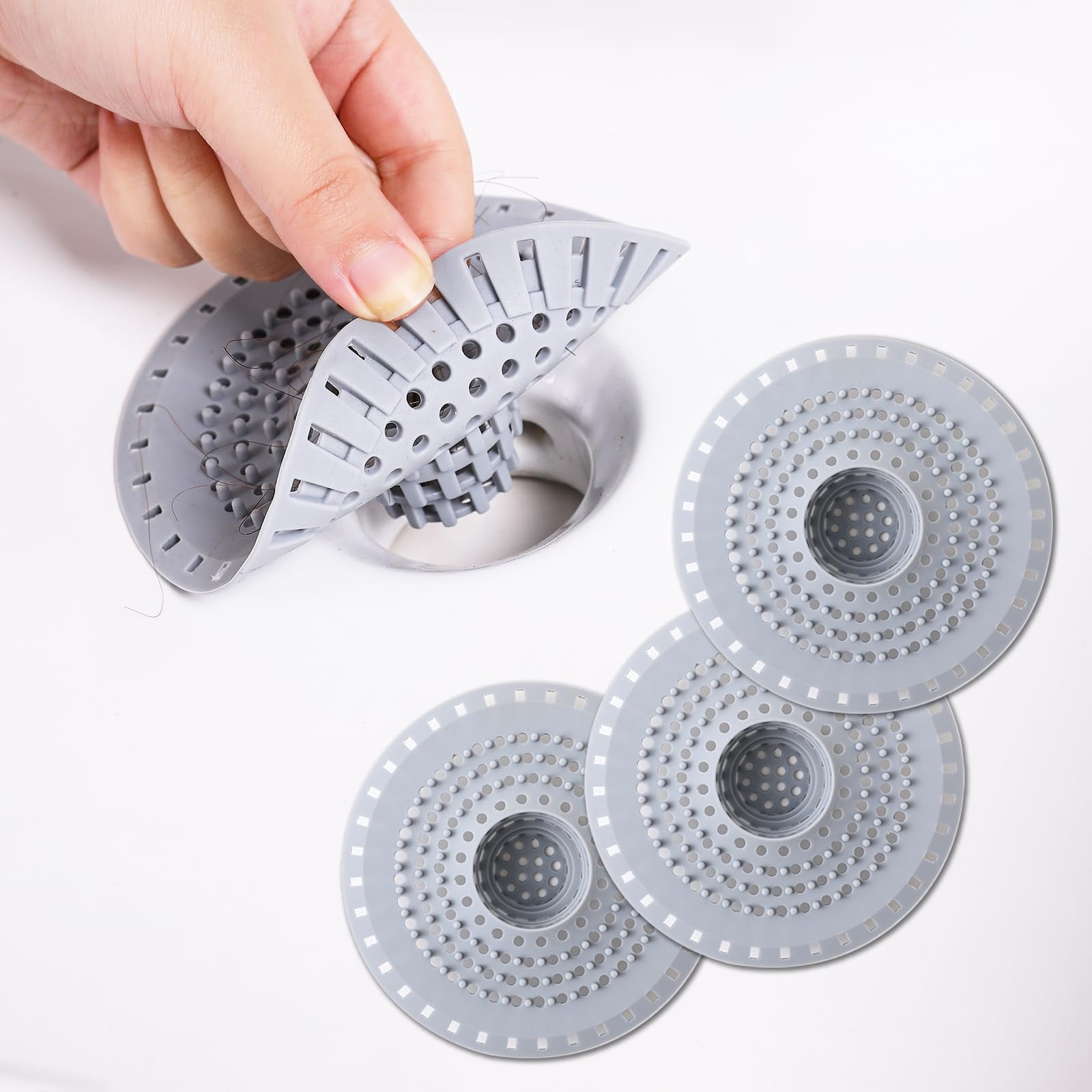 Emlimny 3PCS Bathtub Drain Hair Catcher, Silicone Tub Hair Catcher ...