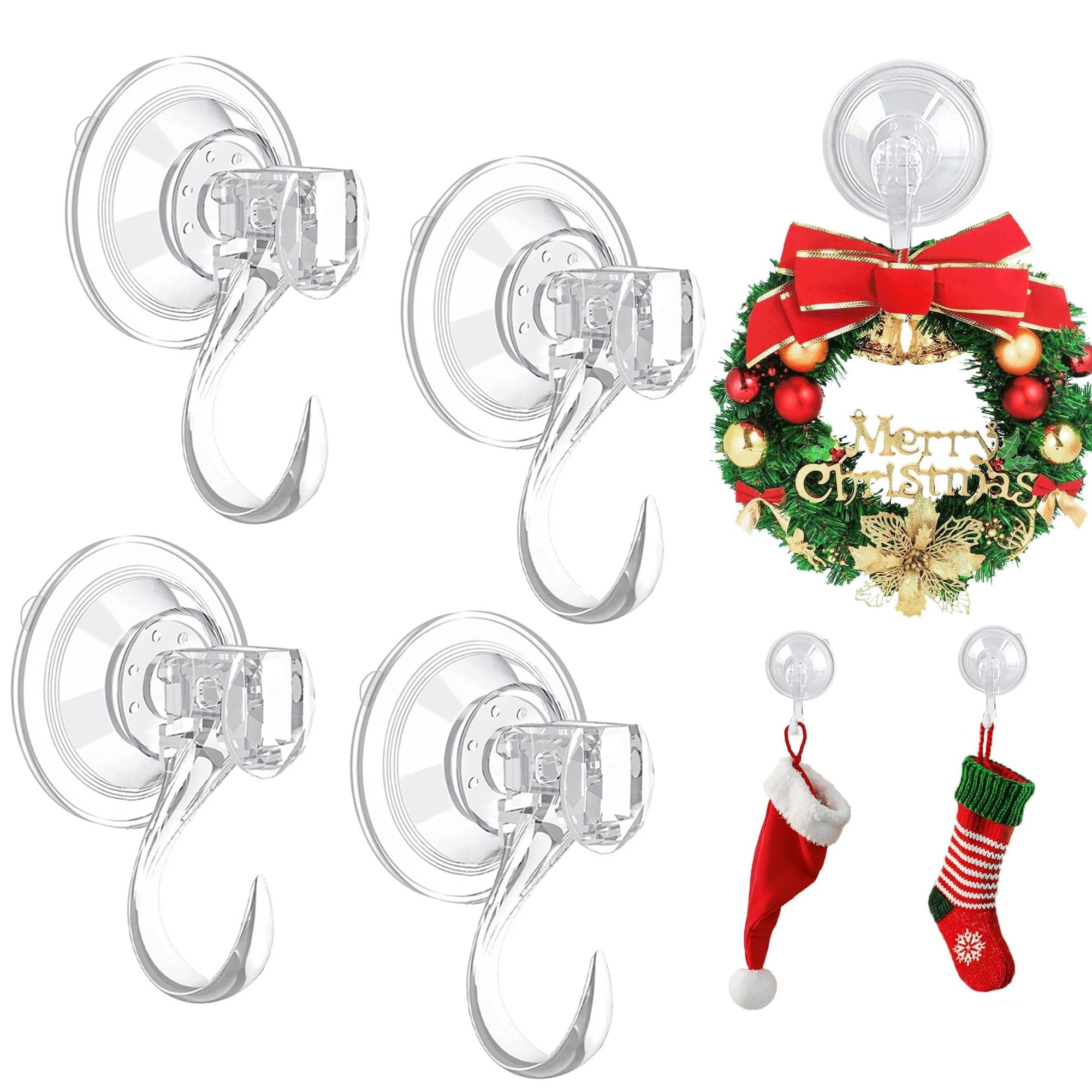 Emlimny 4 Pcs Clear Suction Cup Hooks, Heavy Duty Reusable Holders for ...