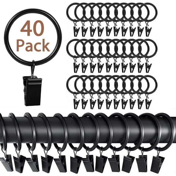 44pcs Curtain Rings with Clips Hooks, 1.26 inch Metal Stainless Steel ...
