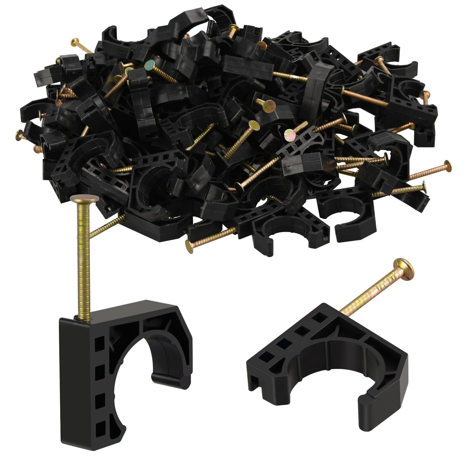 Emlimny 50 Pack 1/2" Half Clamps J-Hook with Nails Set, J Clamps for ...