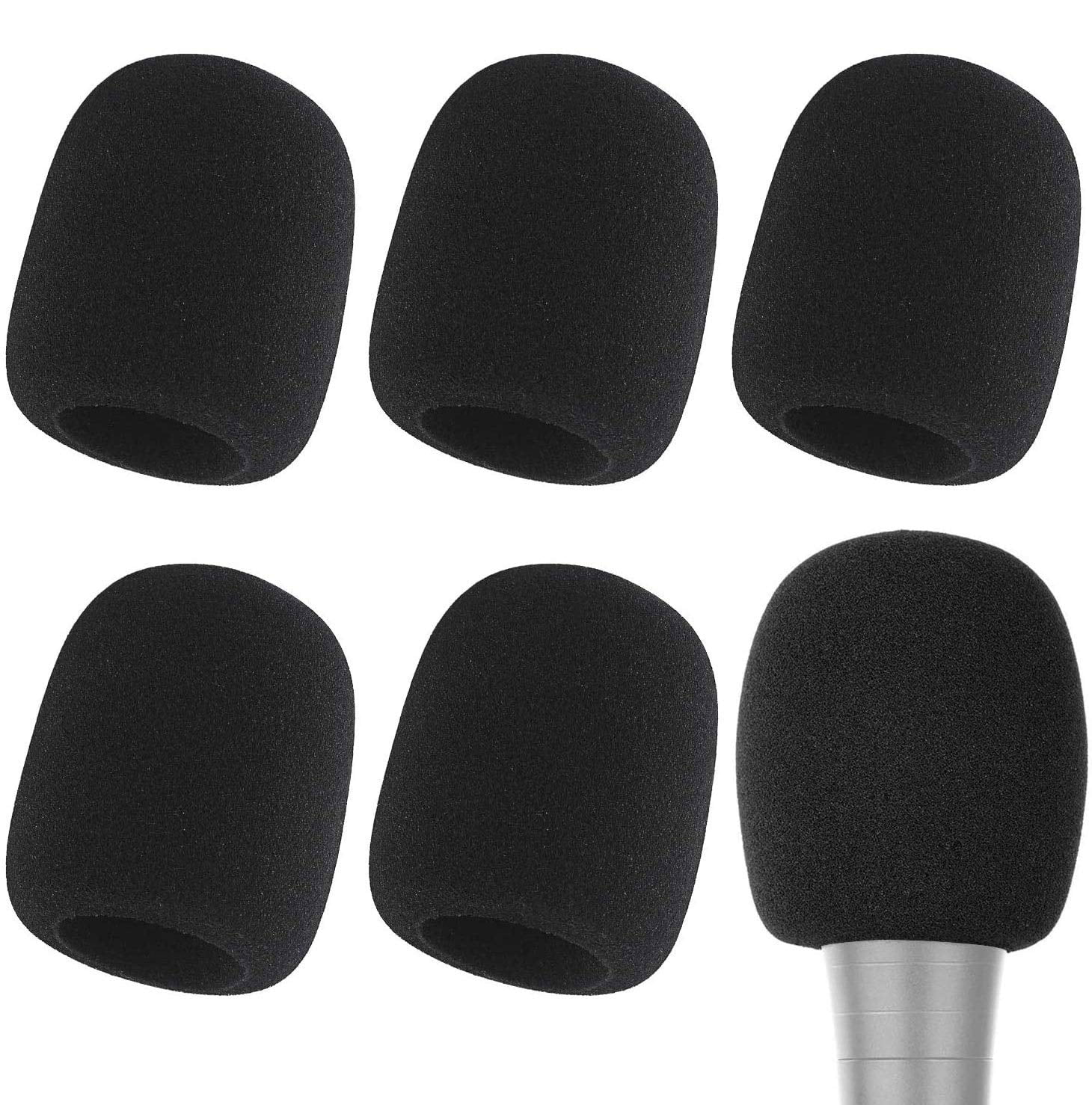 Emlimny 6 PCS Black Microphone Cover - Foam Mic Covers with Pop Filter ...