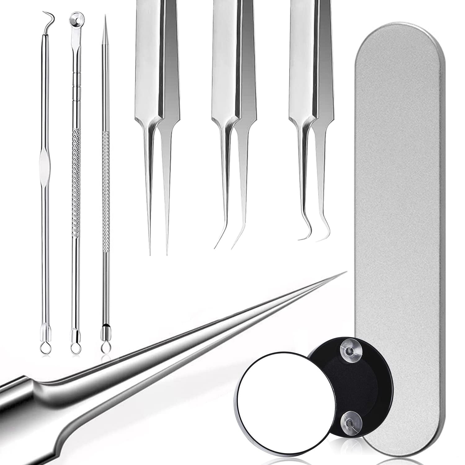 Emlimny 8 Pcs Blackhead Remover Kit with Mirror, Pimple Popper Comedone ...