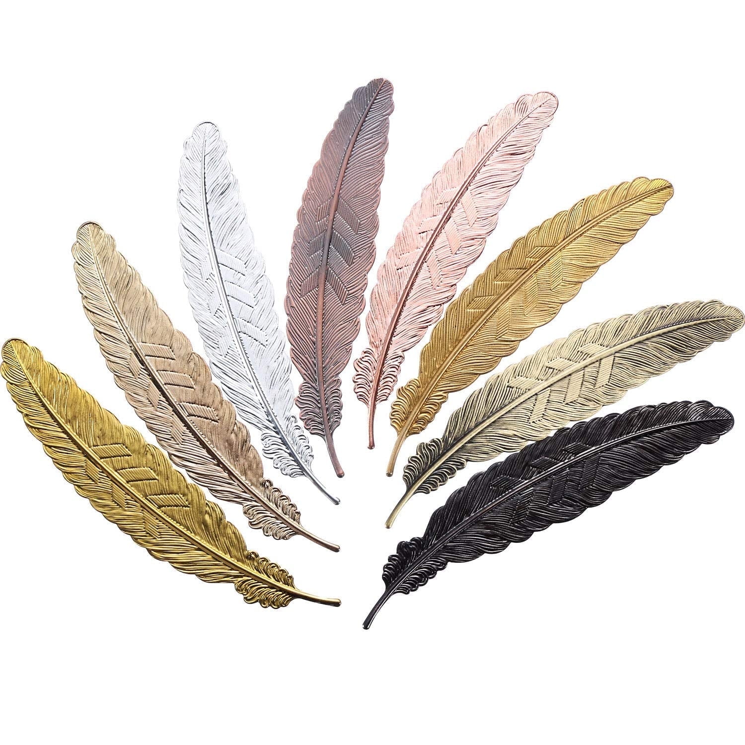 Ustris 8 Pcs Set Metal Feather Bookmarks Assorted Metal Bookmark ...