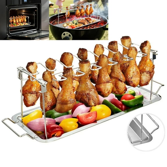 Emlimny Chicken Leg Wing Rack, 14 Slots, Stainless Steel Roaster Stand ...
