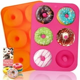 Emlimny Donut Pan, 2pcs Non-Stick Silicone Donut Mold for 6 Donuts 3.2 ...