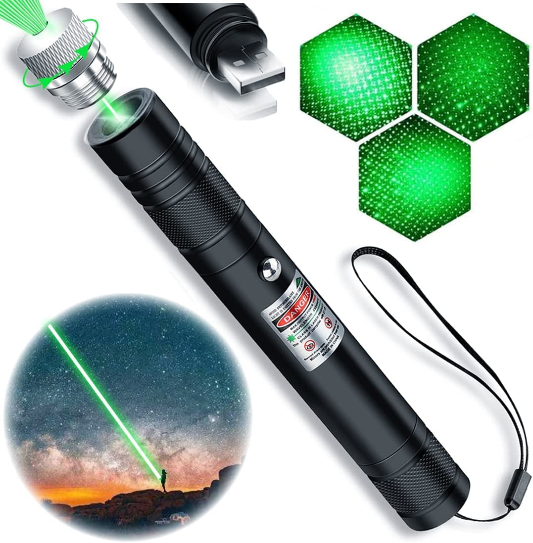 Emlimny High Power Laser Pointer, Green Laser Beam 1500m Long Range, USB Rechargeable Handheld ...