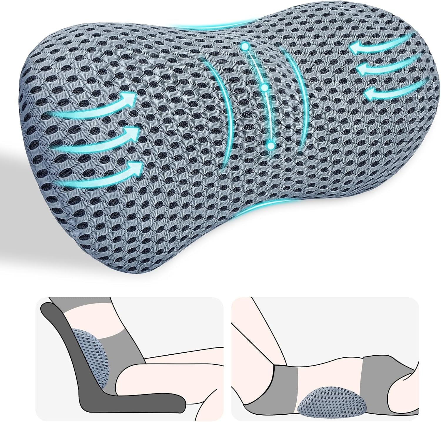Emlimny, Lumbar Support Pillow, Memory Foam, Ergonomic Gray - Walmart.com