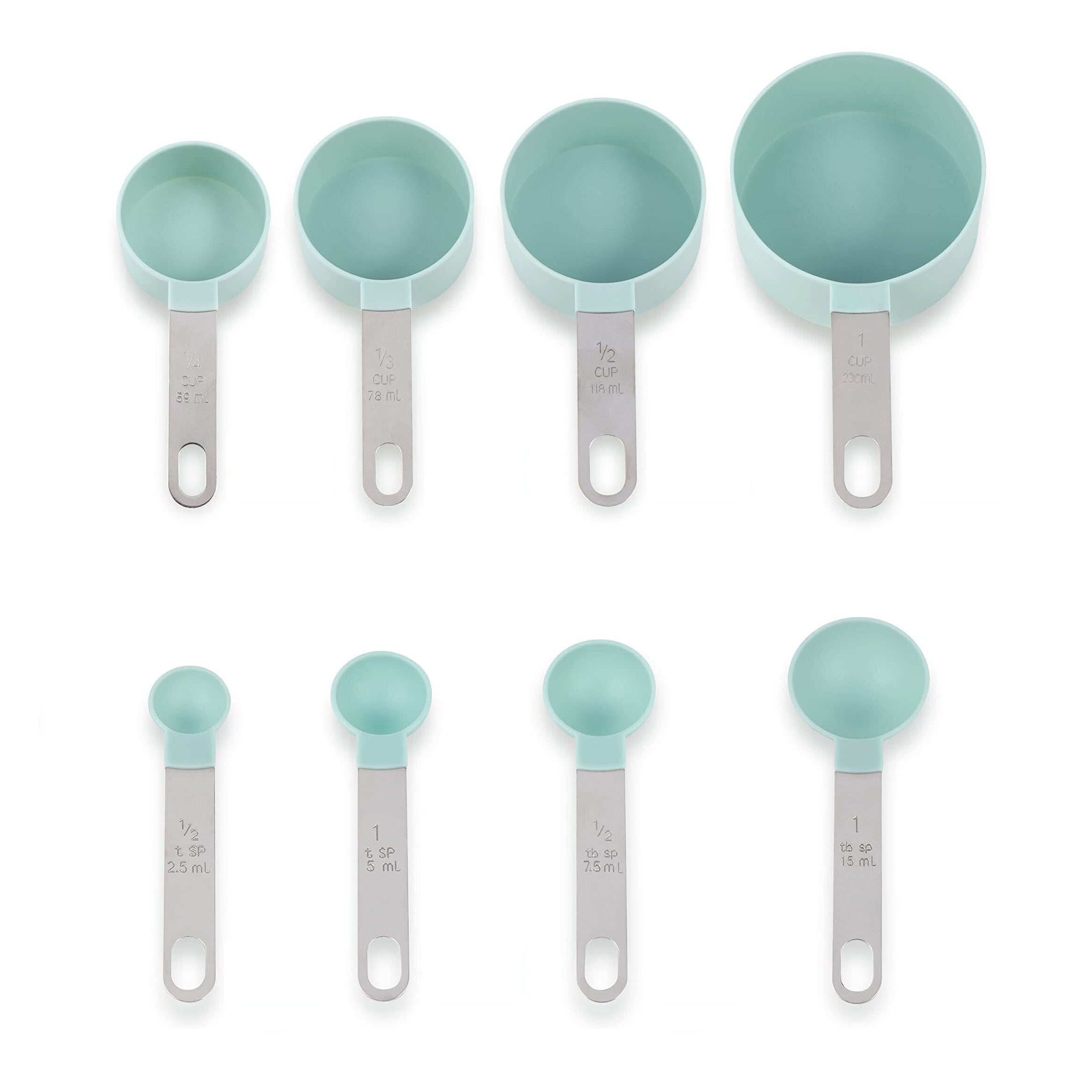 Emlimny Measuring Cups and Spoons Set of 8 Pieces,Nesting Measuring ...