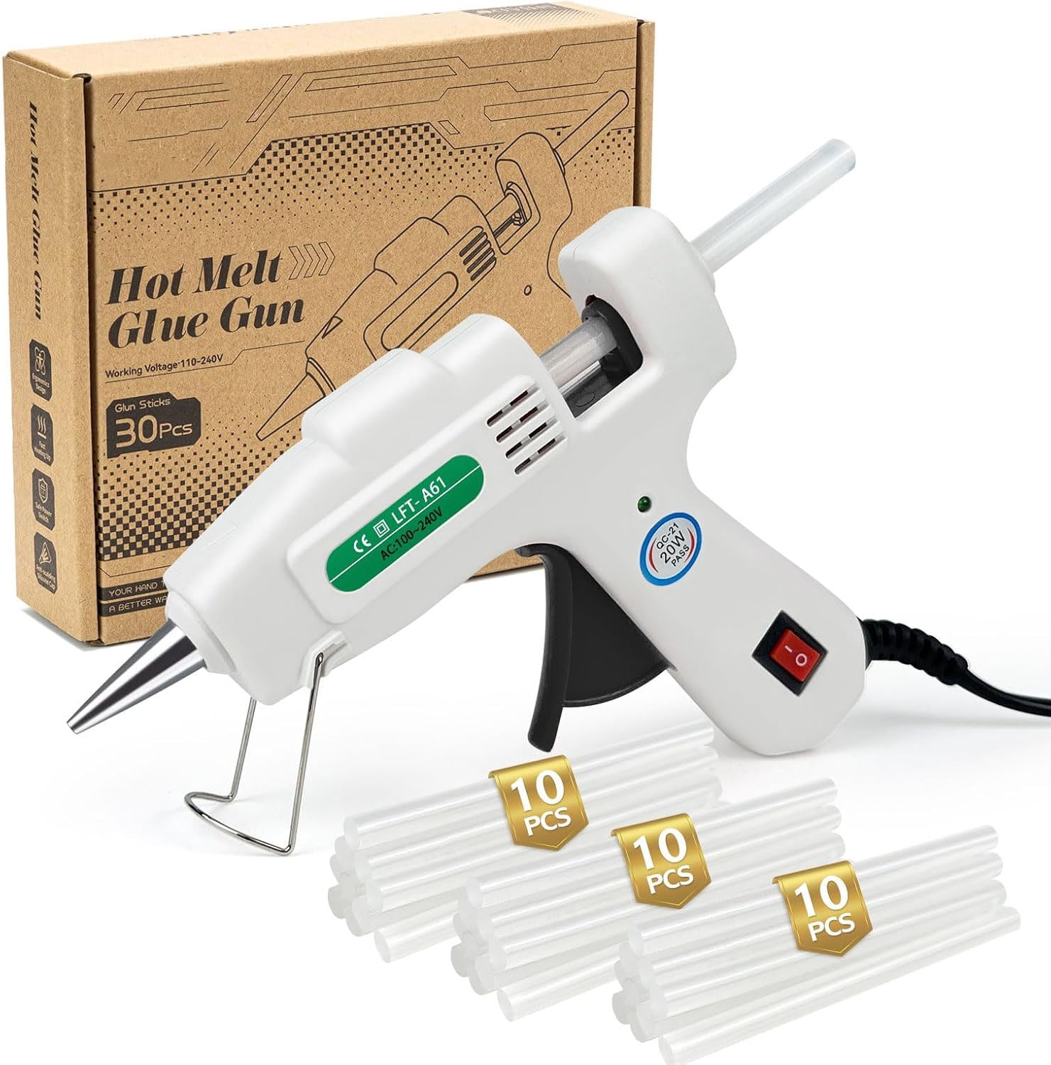 Emlimny Mini Hot Glue Gun with 30 Glue Sticks, Fast Heating Hot Melt ...