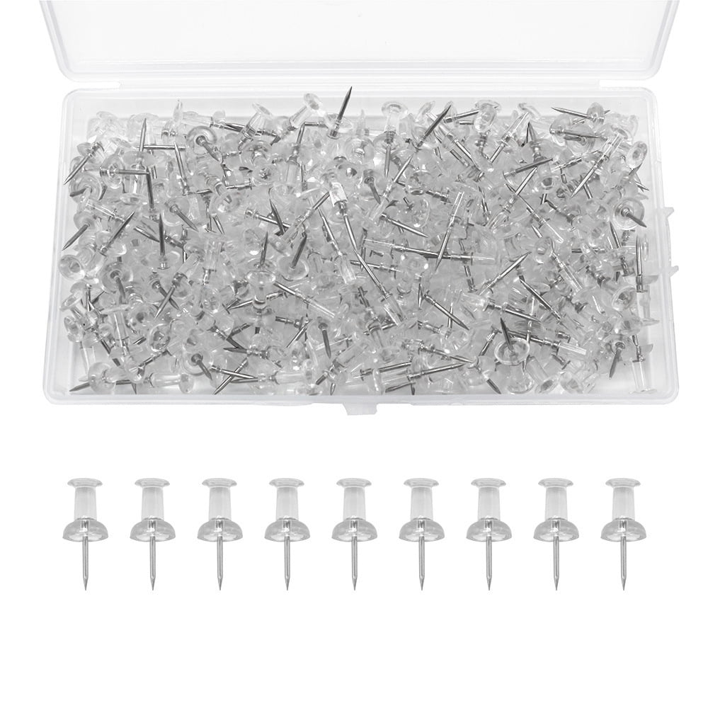 Emlimny Push Pins 200 Count, Standard Clear Thumb Tacks Steel Point and ...