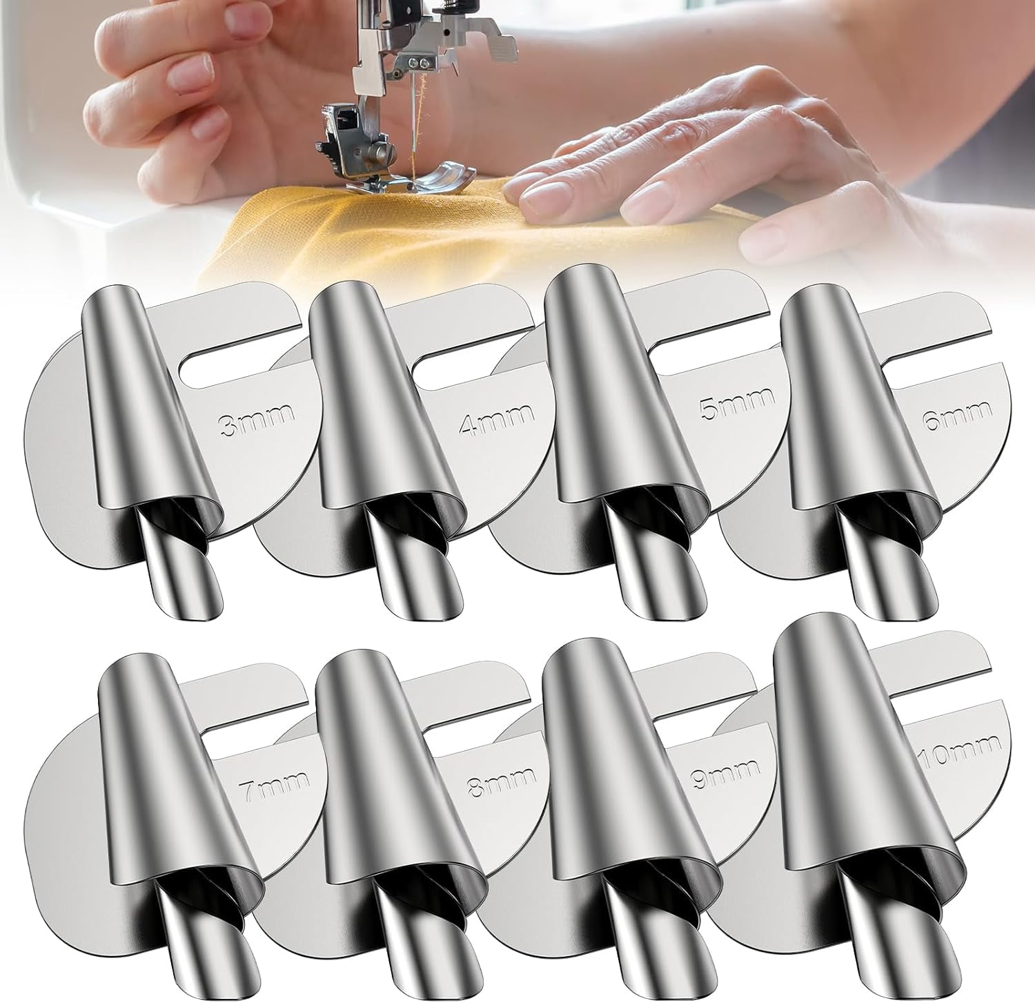 Emlimny Sewing Rolled Hemmer Foot 8Pcs (3-10MM), Rolled Hem Hammer Foot ...