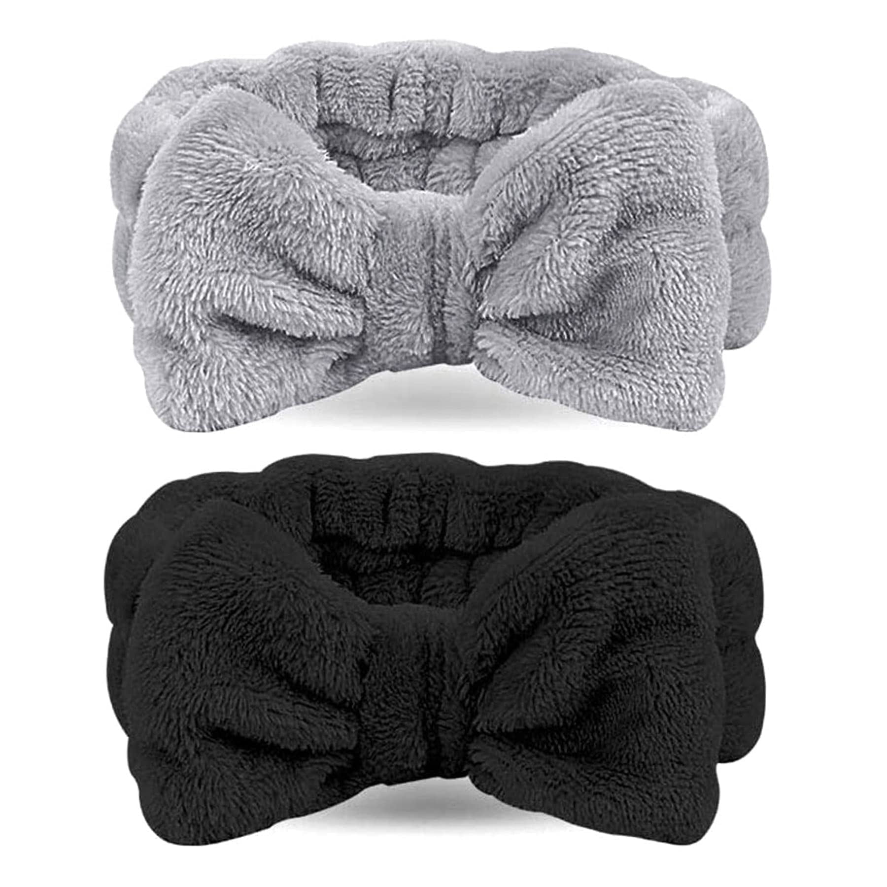 Emlimny Spa Headband - 2 Pack, Microfiber Bowtie Hair Bands for Shower ...