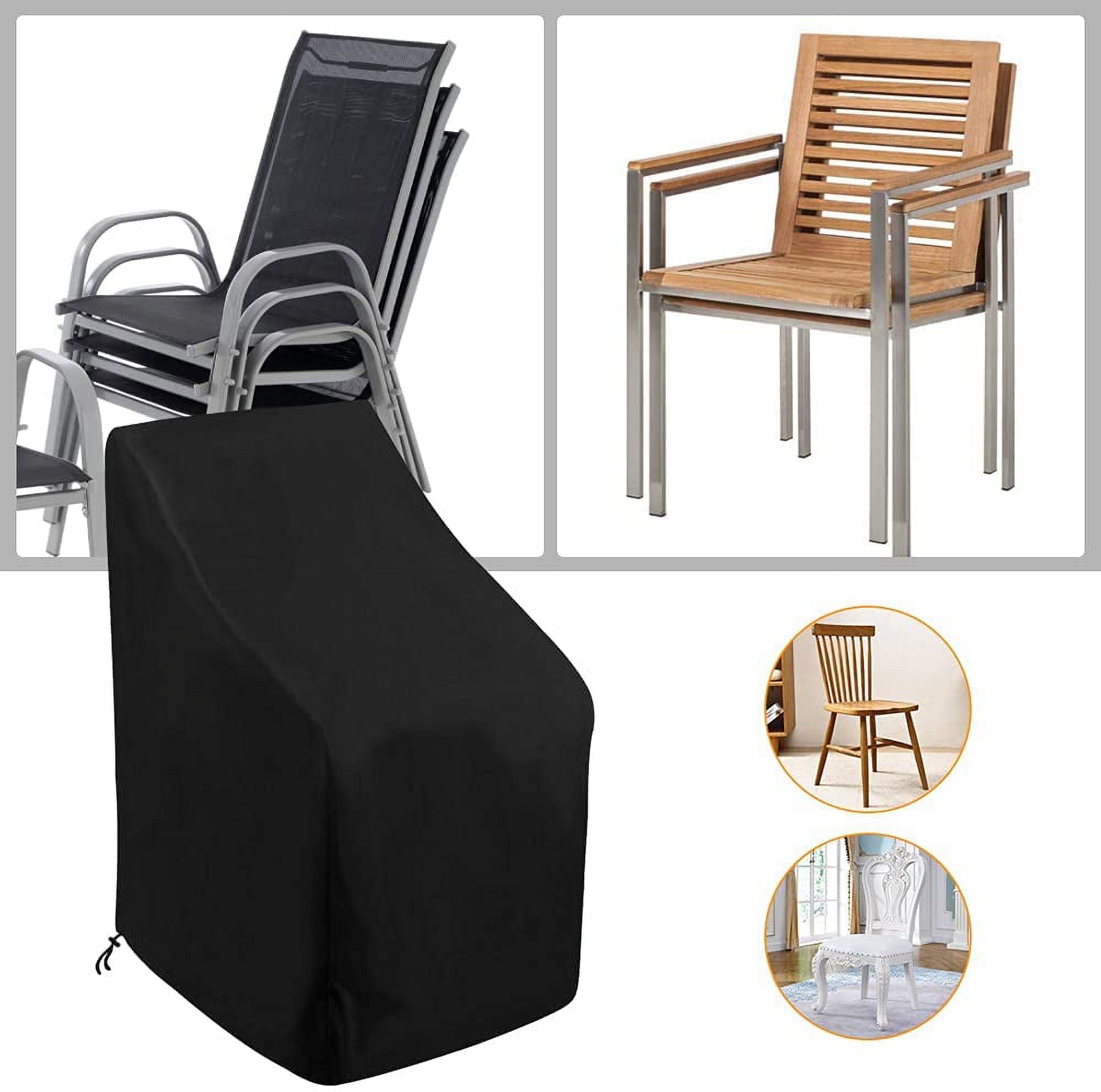 Tattom Stacking Outdoor Chair Cover Waterproof, 210D Black, 25.59" x 25 ...