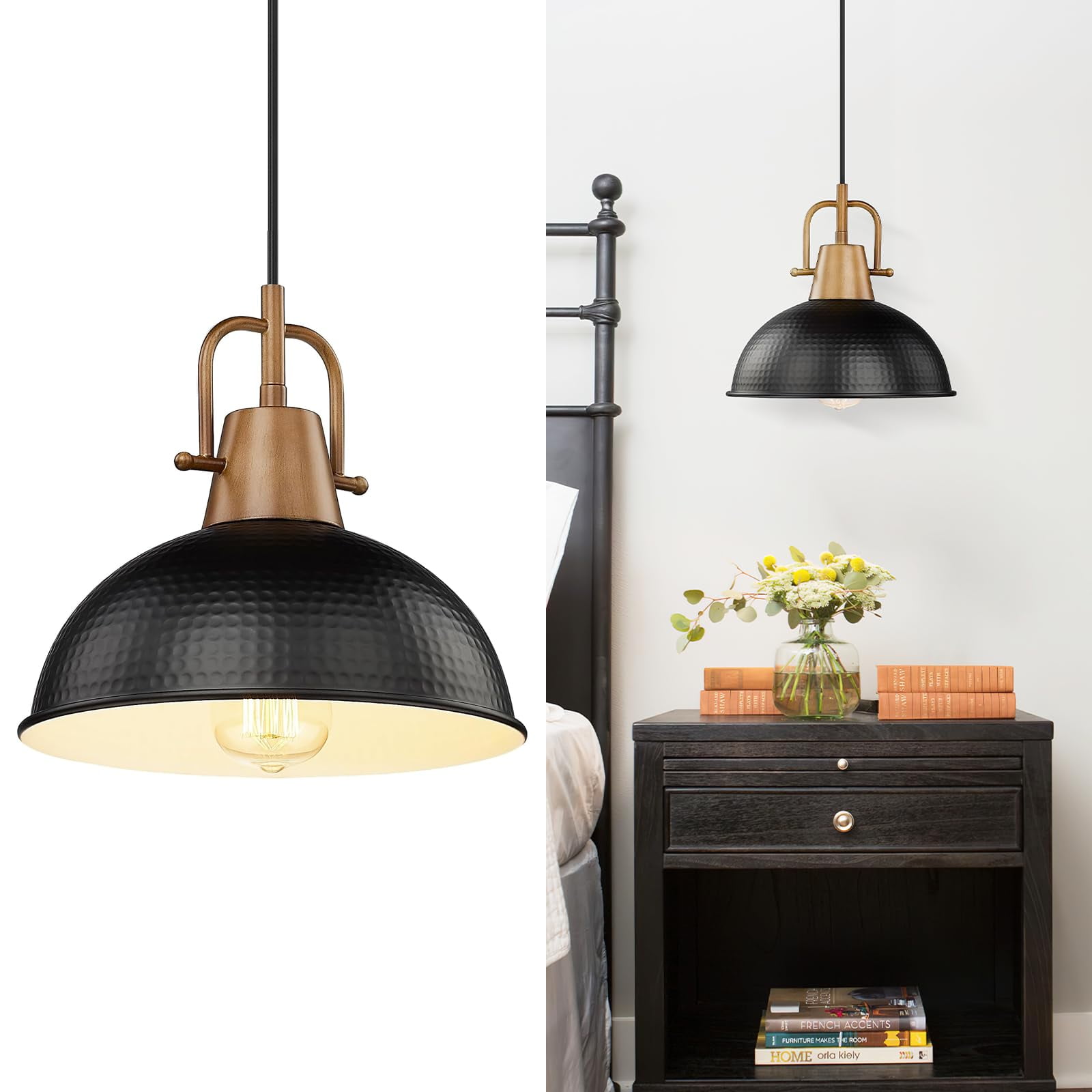 Emliviar 10.2 Inch 1-Light Farmhouse Pendant Light, Modern Pendant ...
