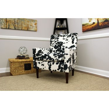 Chelsea Lane Maxfield Cowhide Print Lounge Accent Chair, Black ...