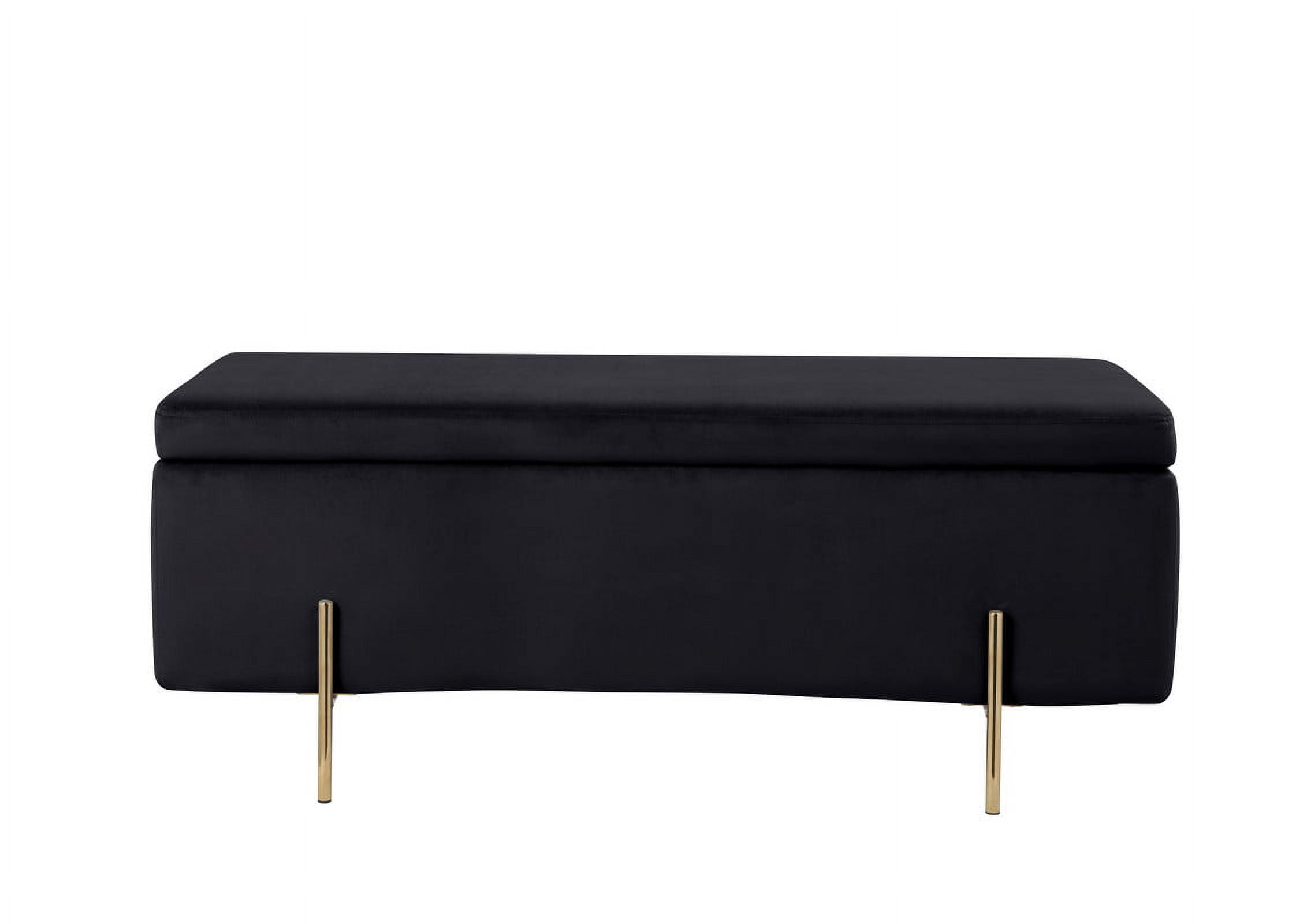 Emma Black Velvet Storage Bench with Metal Legs - Walmart.com