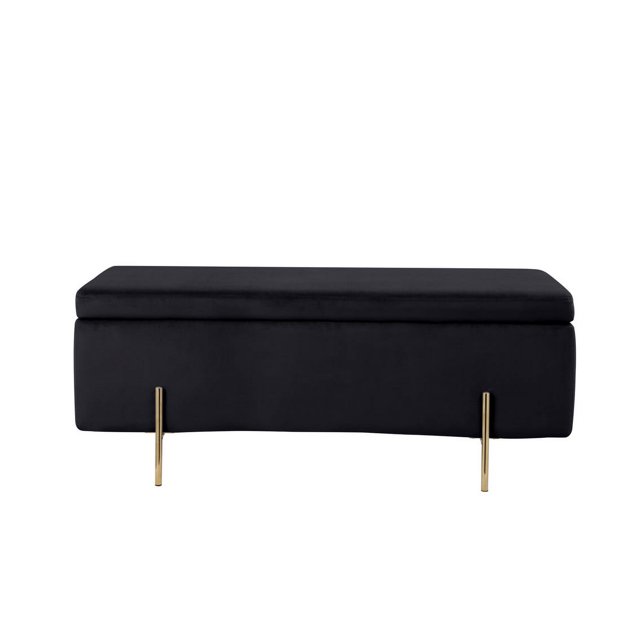 Emma Black Velvet Storage Bench with Metal Legs - Walmart.com